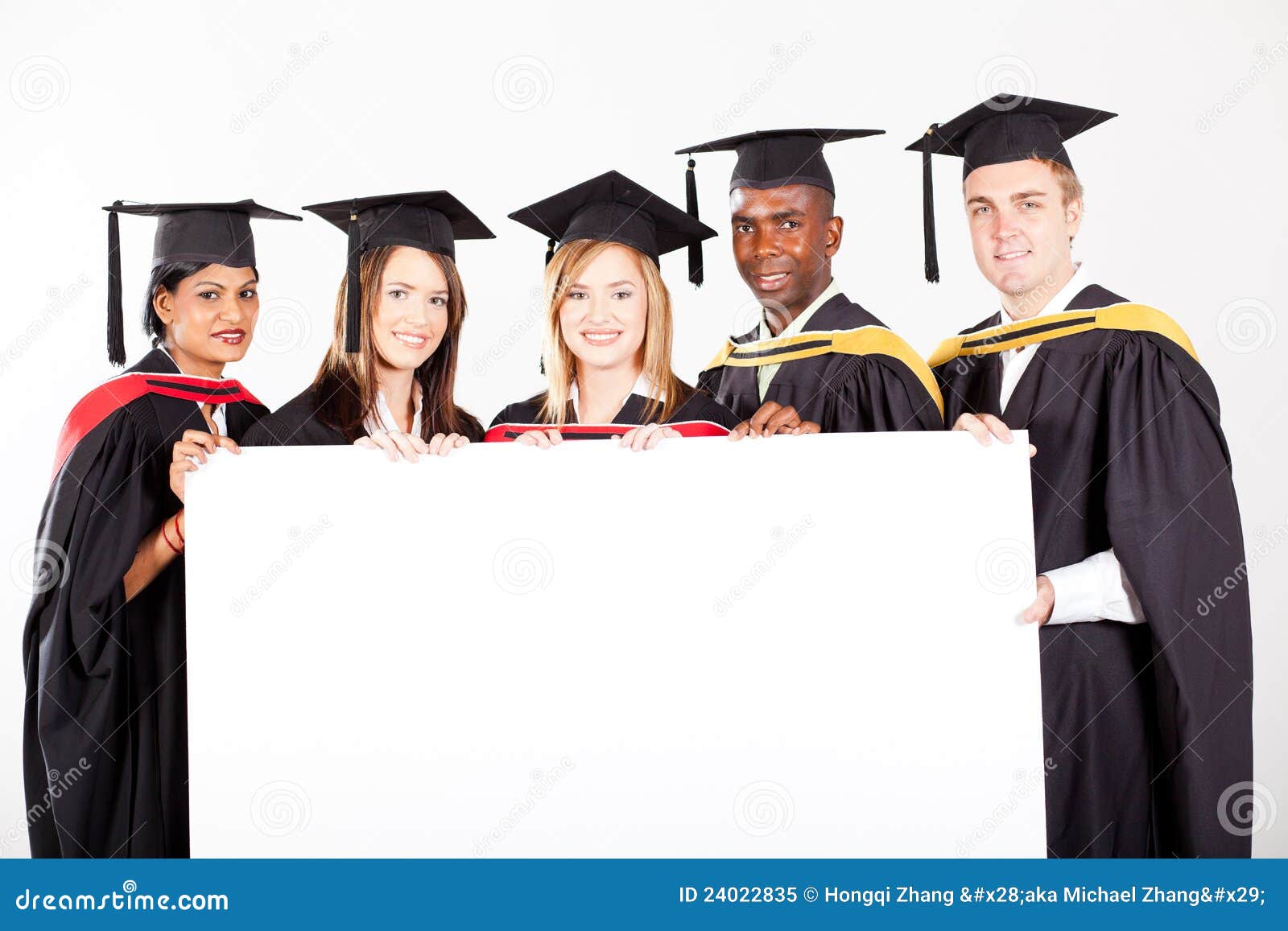 Graduates with white board stock image. Image of diverse - 24022835