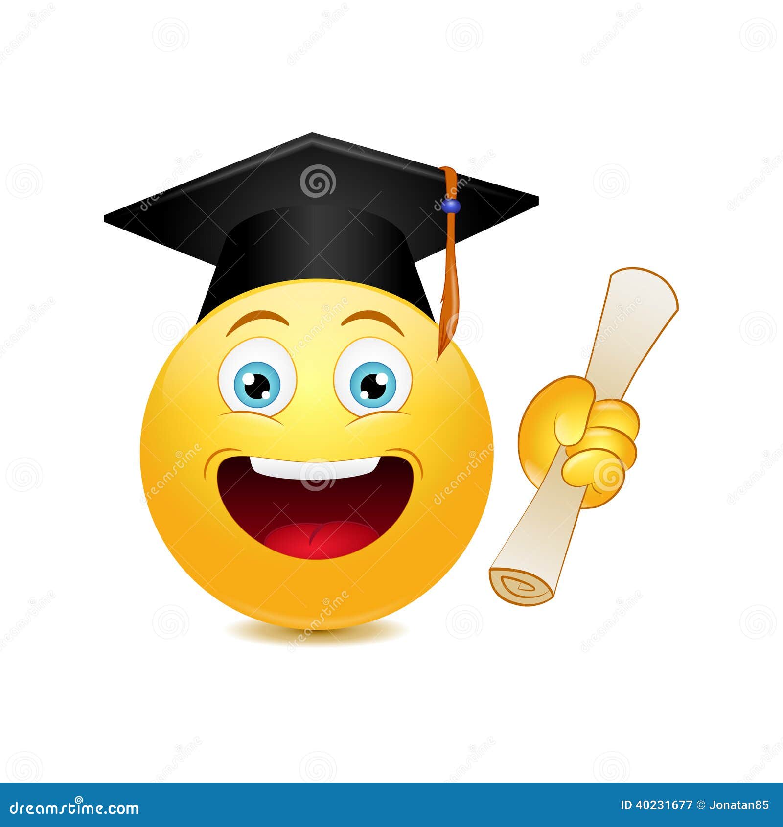 Graduatie emoticon vector illustratie. Illustration of inhoudsopgave ...