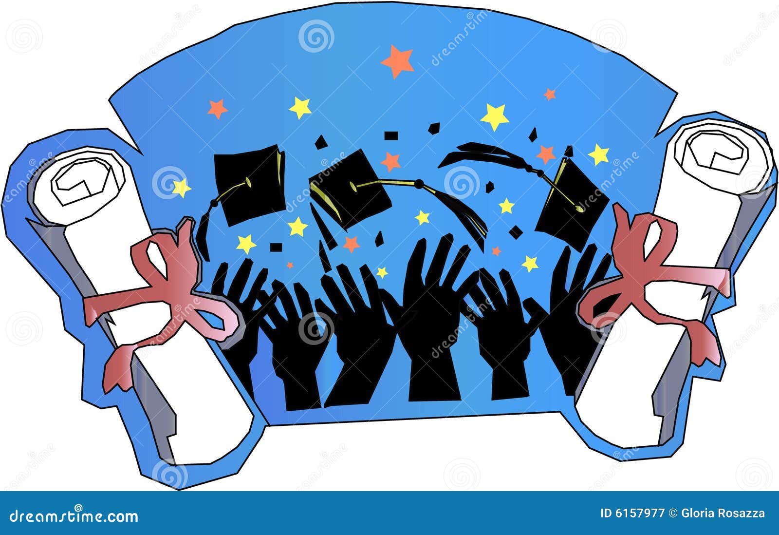 Graduatie en Viering stock illustratie. Illustration of zwart - 6157977
