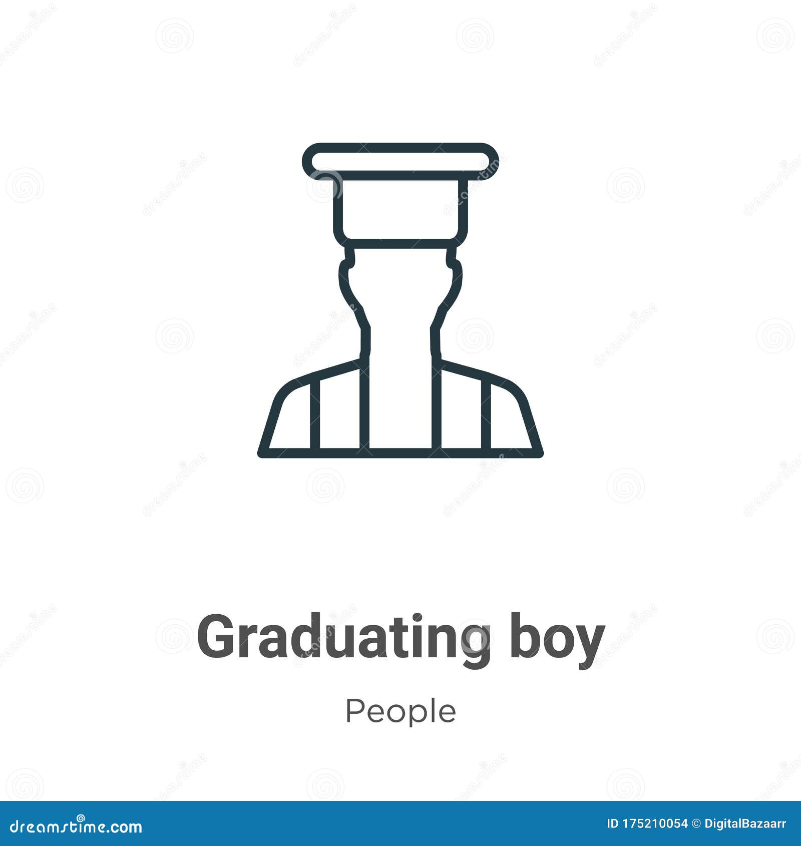 Graduating Boy Outline Vector Icon. Thin Line Black Graduating Boy Icon ...