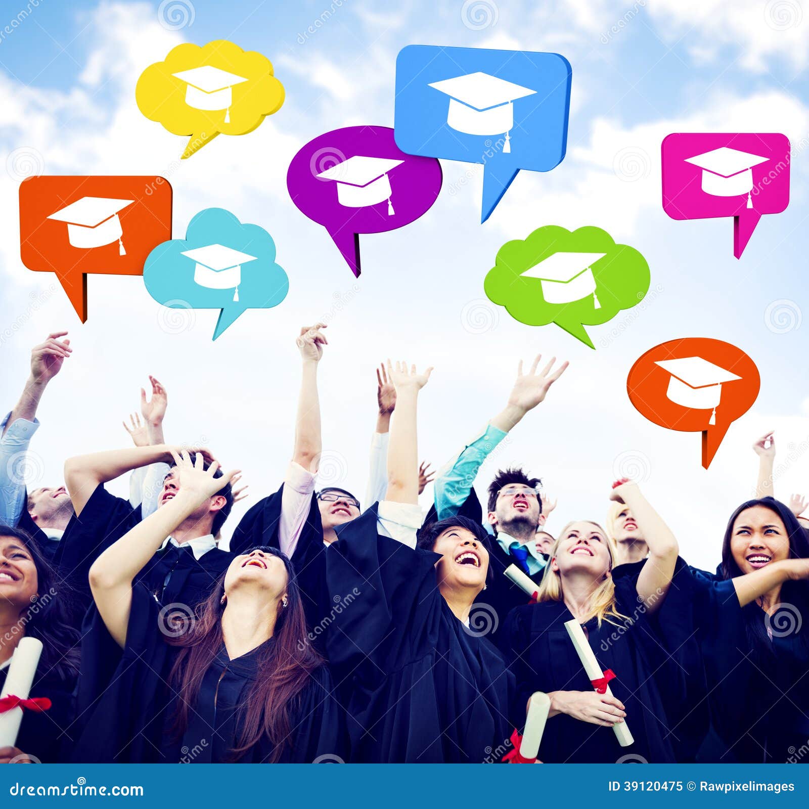 Graduating Students Celebrating Stock Image - Image of experience ...