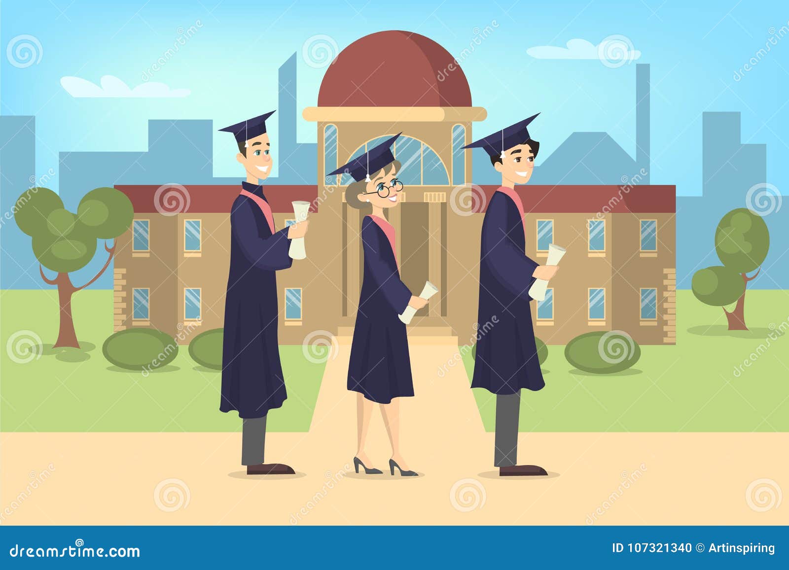 Graduating Students Isometric Flowchart Cartoon Vector | CartoonDealer ...