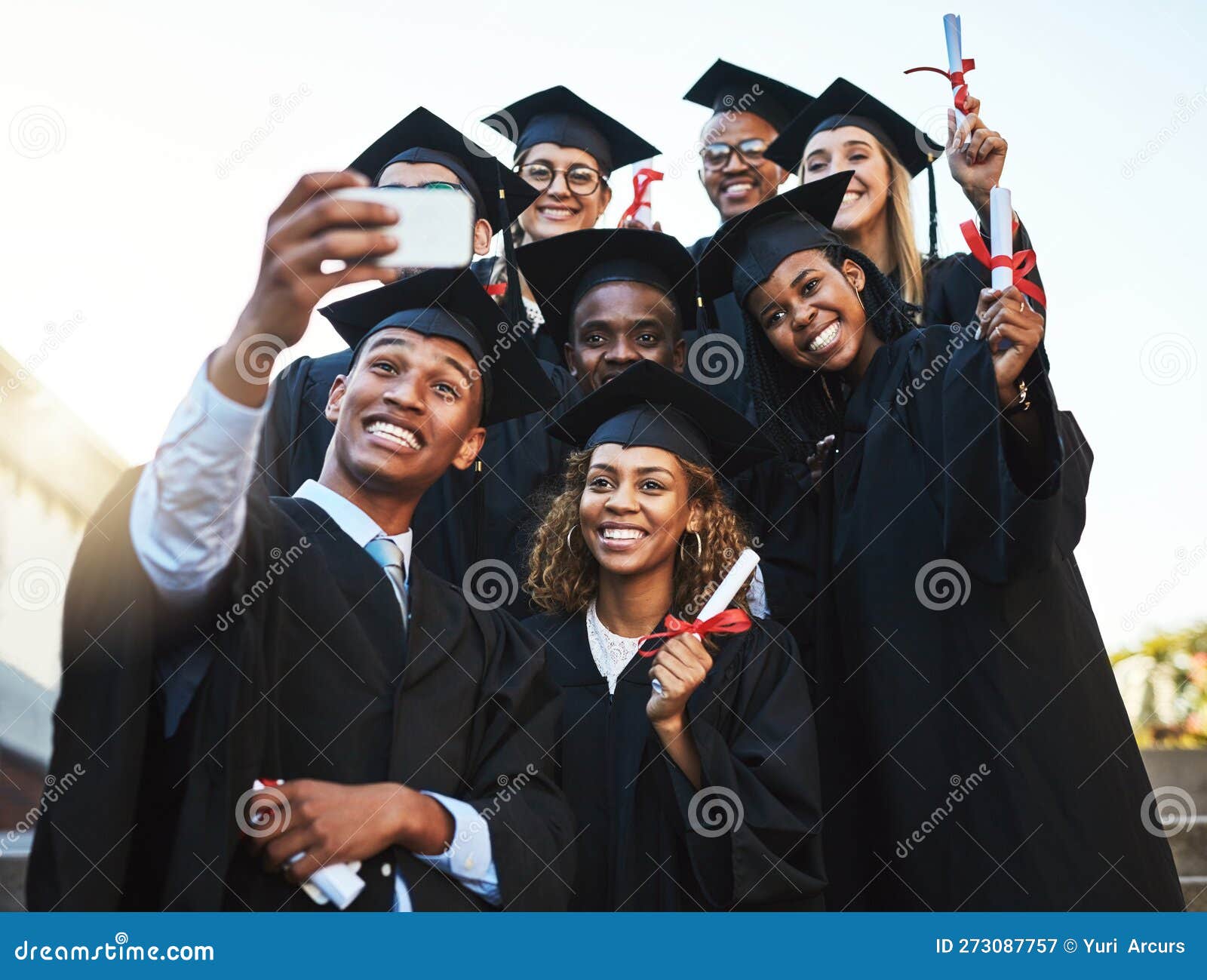 Graduating from the University of Selfies. a Group of Students Taking a ...