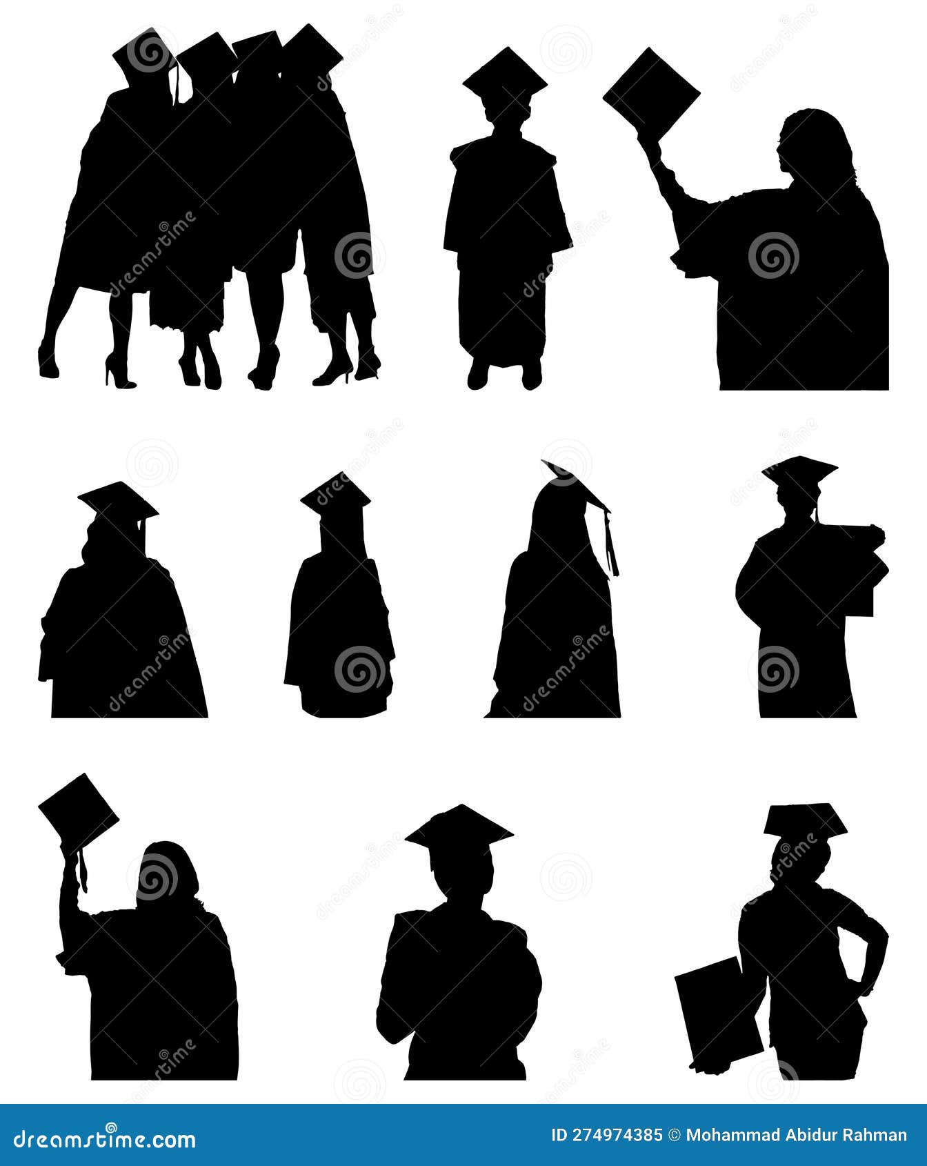 Graduation Silhouettes. Graduation Vector Stock Illustration ...
