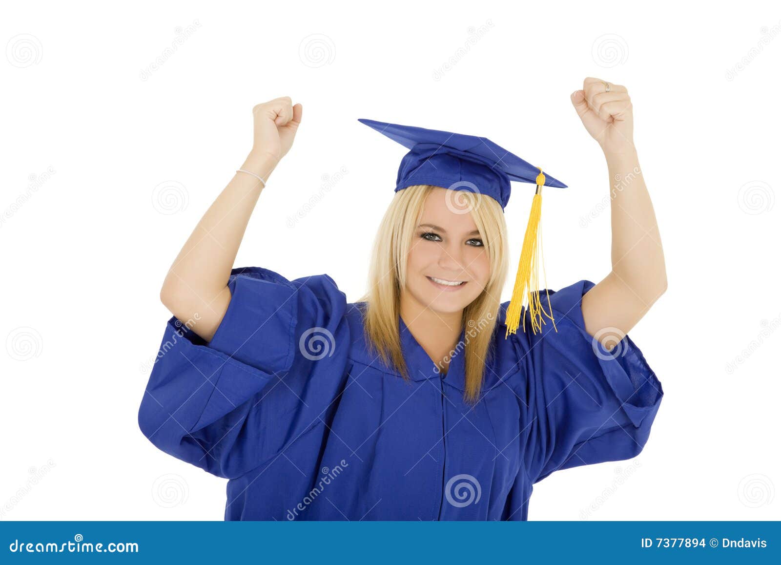 Caucasian Woman Wearing a Blue Graduation and Excited Stock Photo ...