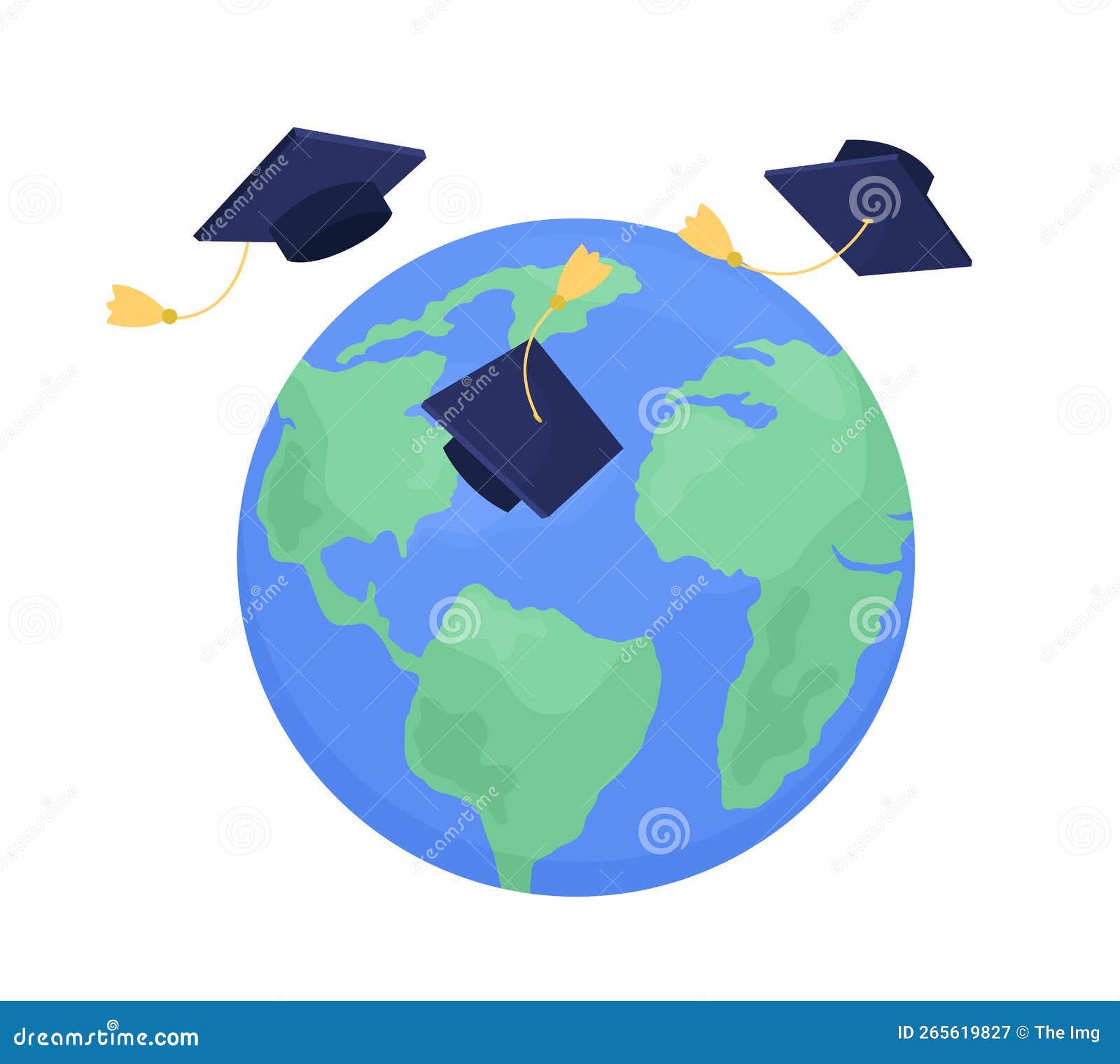 Graduation Abroad Flat Concept Vector Illustration Stock Vector ...