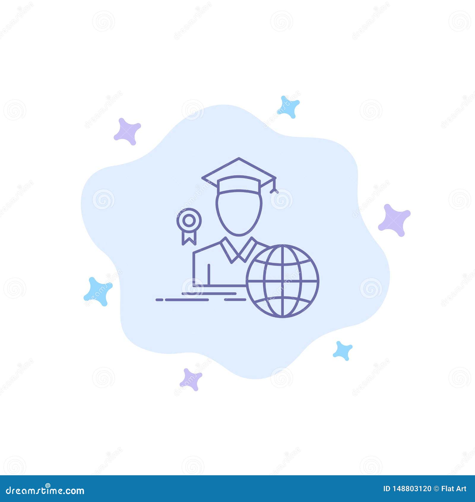 Graduation, Avatar, Graduate, Scholar Blue Icon on Abstract Cloud ...