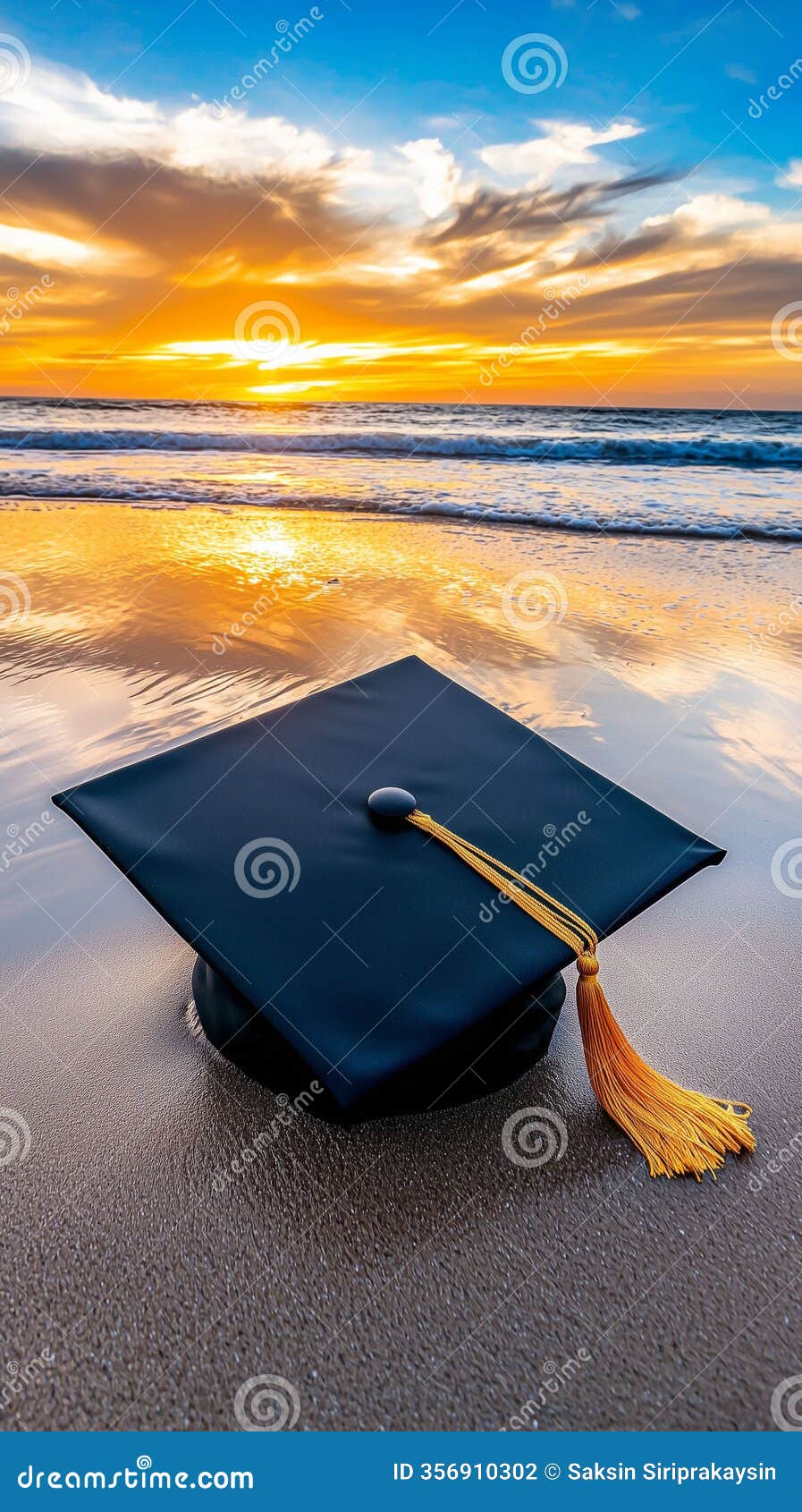 Graduation Beach, Sunset Graduation Stock Illustration - Illustration ...