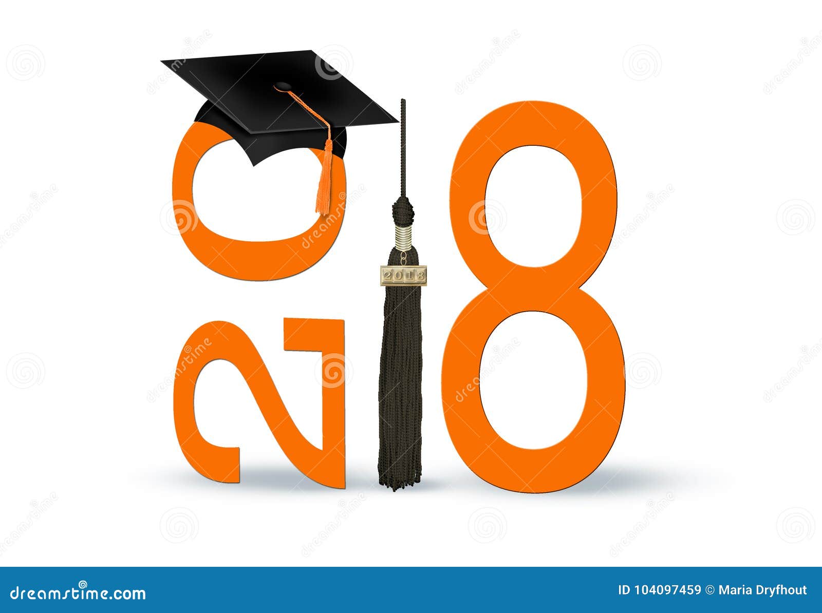 Graduation 2018 with Black Cap and Orange Stock Illustration ...