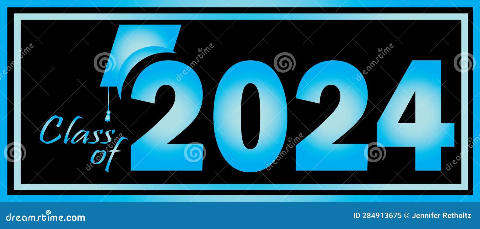 Graduation 2024 blk blue stock illustration. Illustration of skills ...