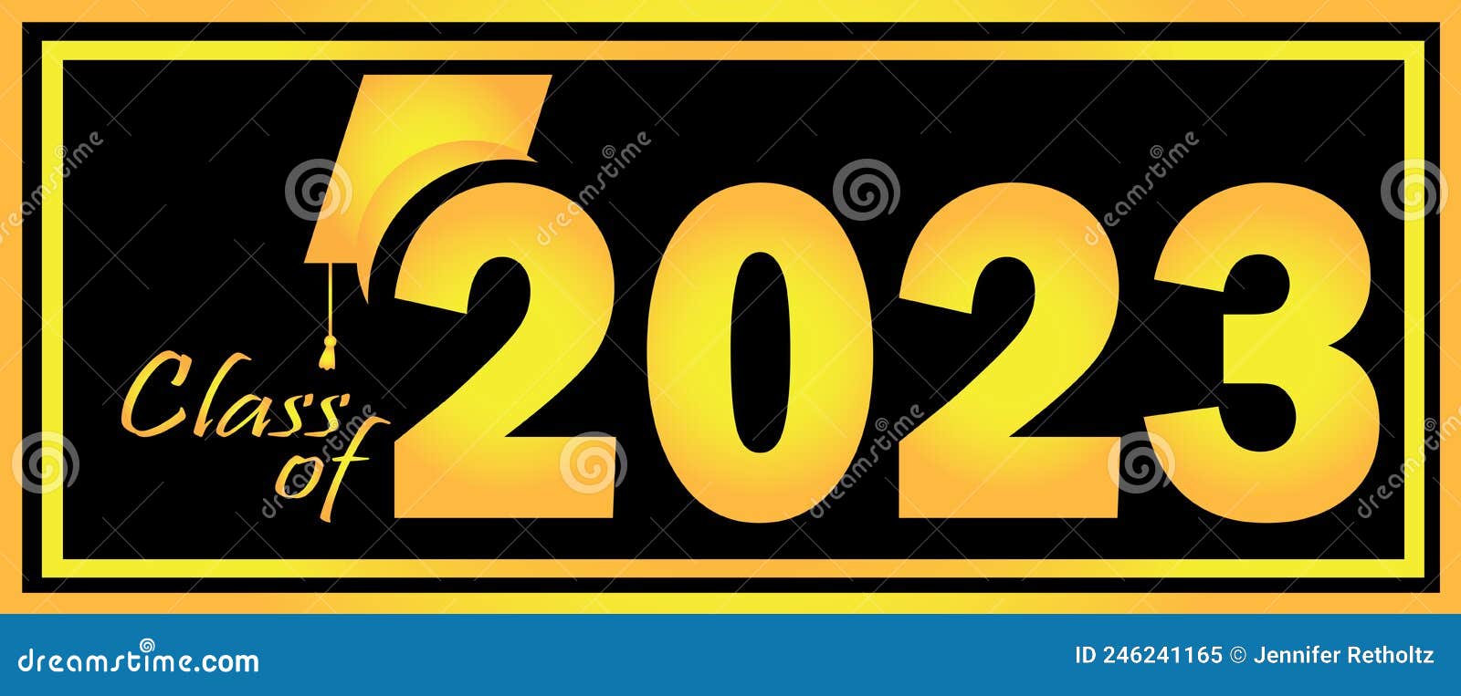 Graduation 2023 Black Background With Gold Cartoon Vector ...
