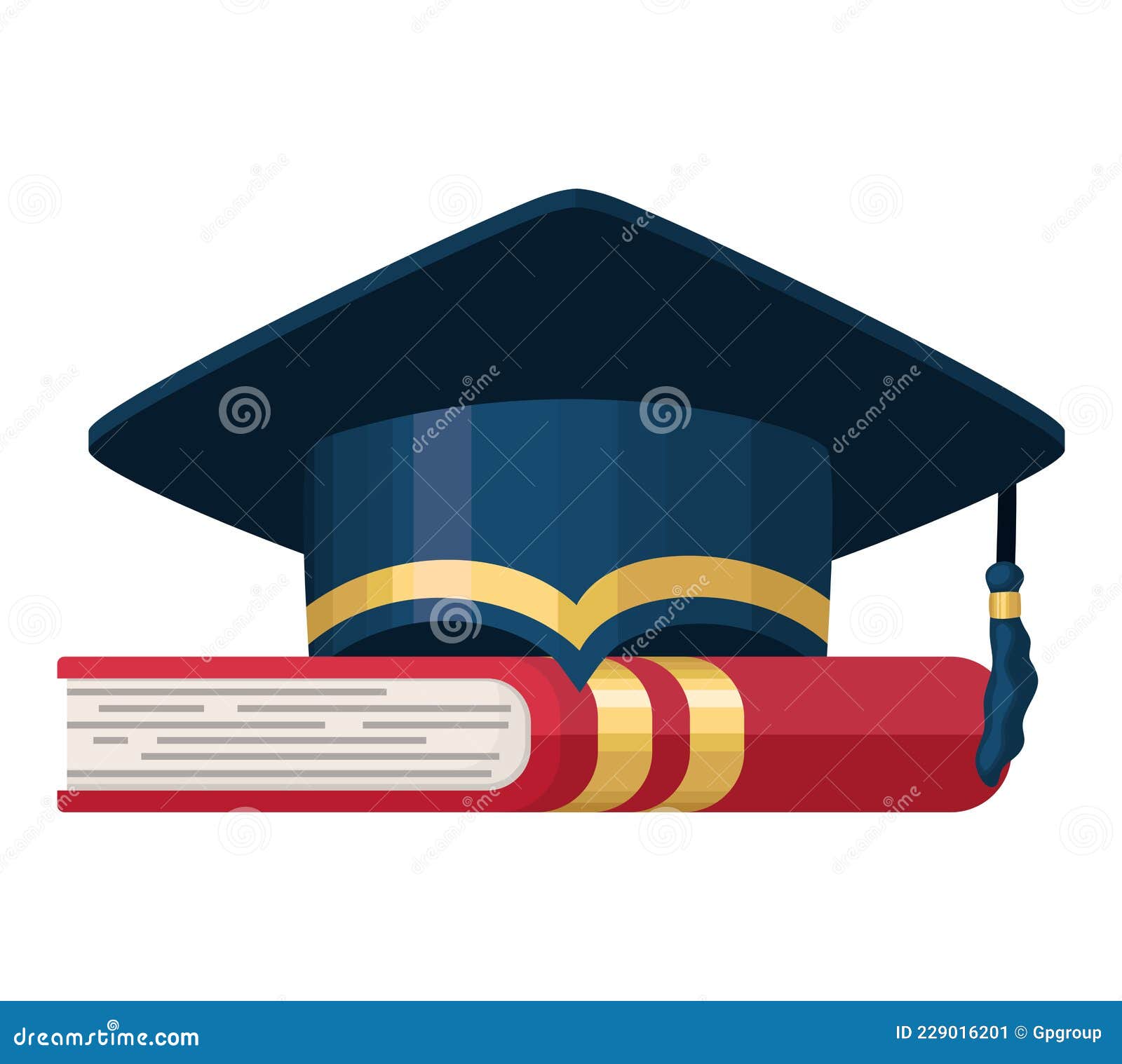 Graduation Cap On Book Stack. Huge Pile Of Books And Encyclopedias ...