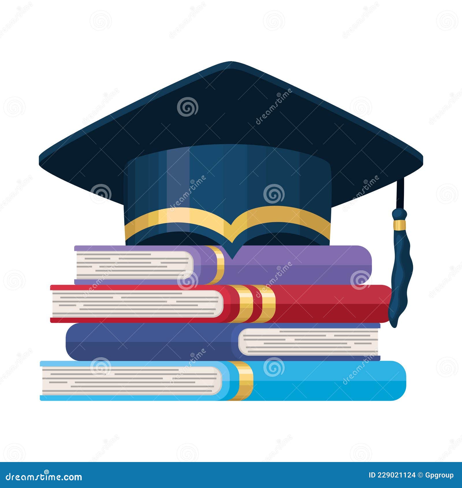 Graduation Cap On Books With Red Rose Flower Boquete, The Concept Of ...
