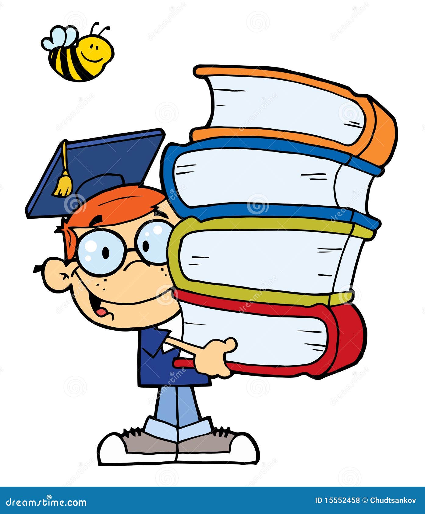 Graduation Boy with Books in Their Hands Stock Vector - Illustration of ...