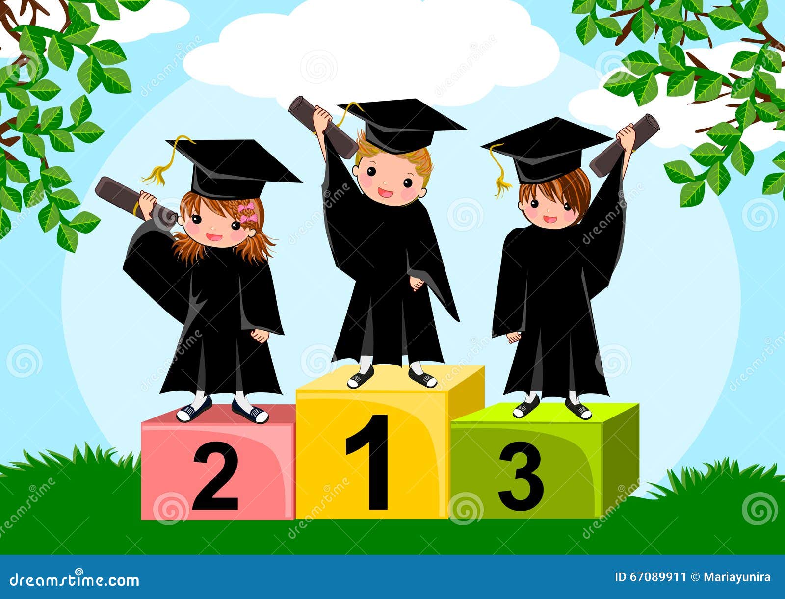 Graduation Boy Girl stock illustration. Illustration of couple - 67089911