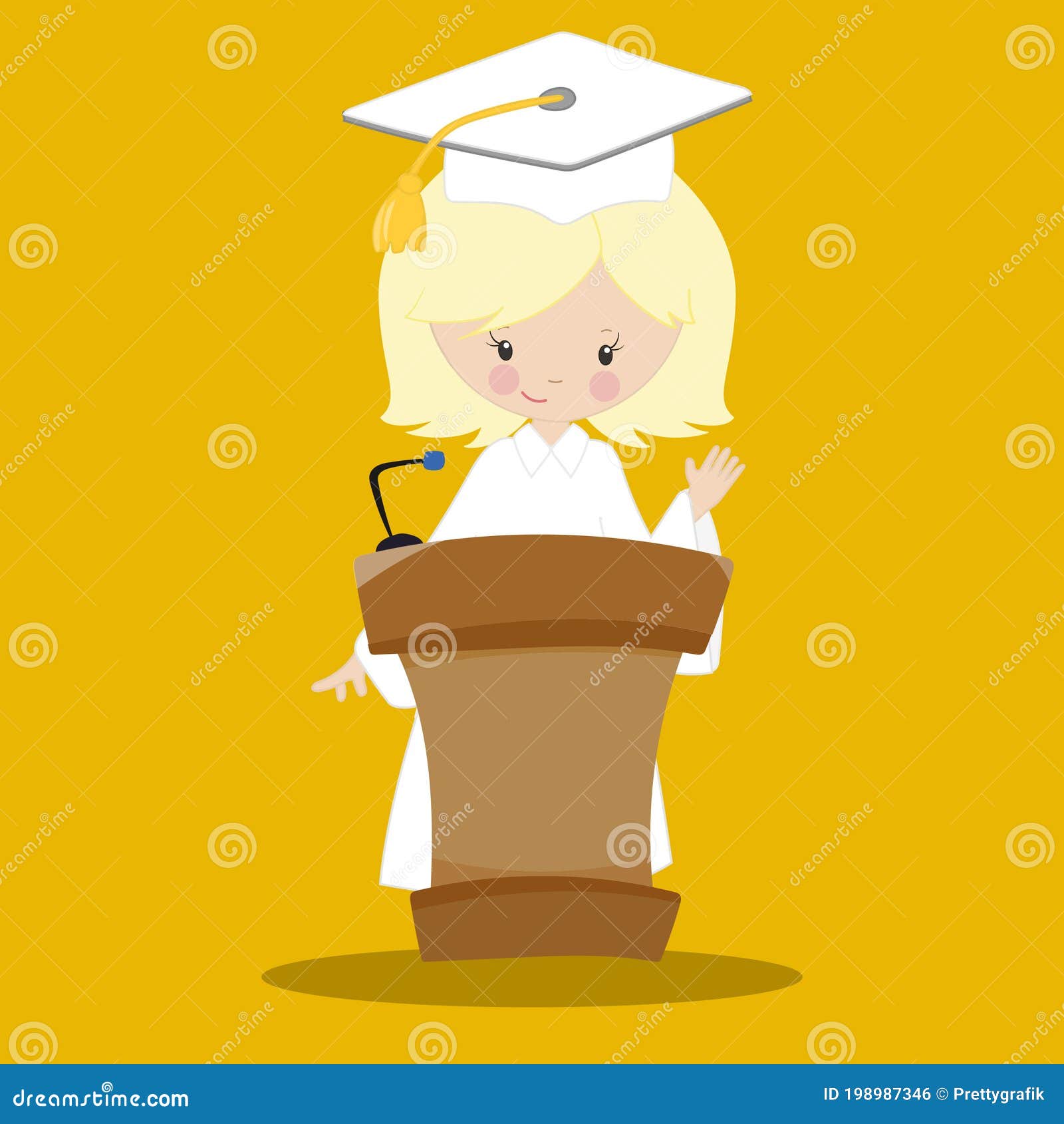 Graduation Boy Standing on Stage 03 Stock Vector - Illustration of ...