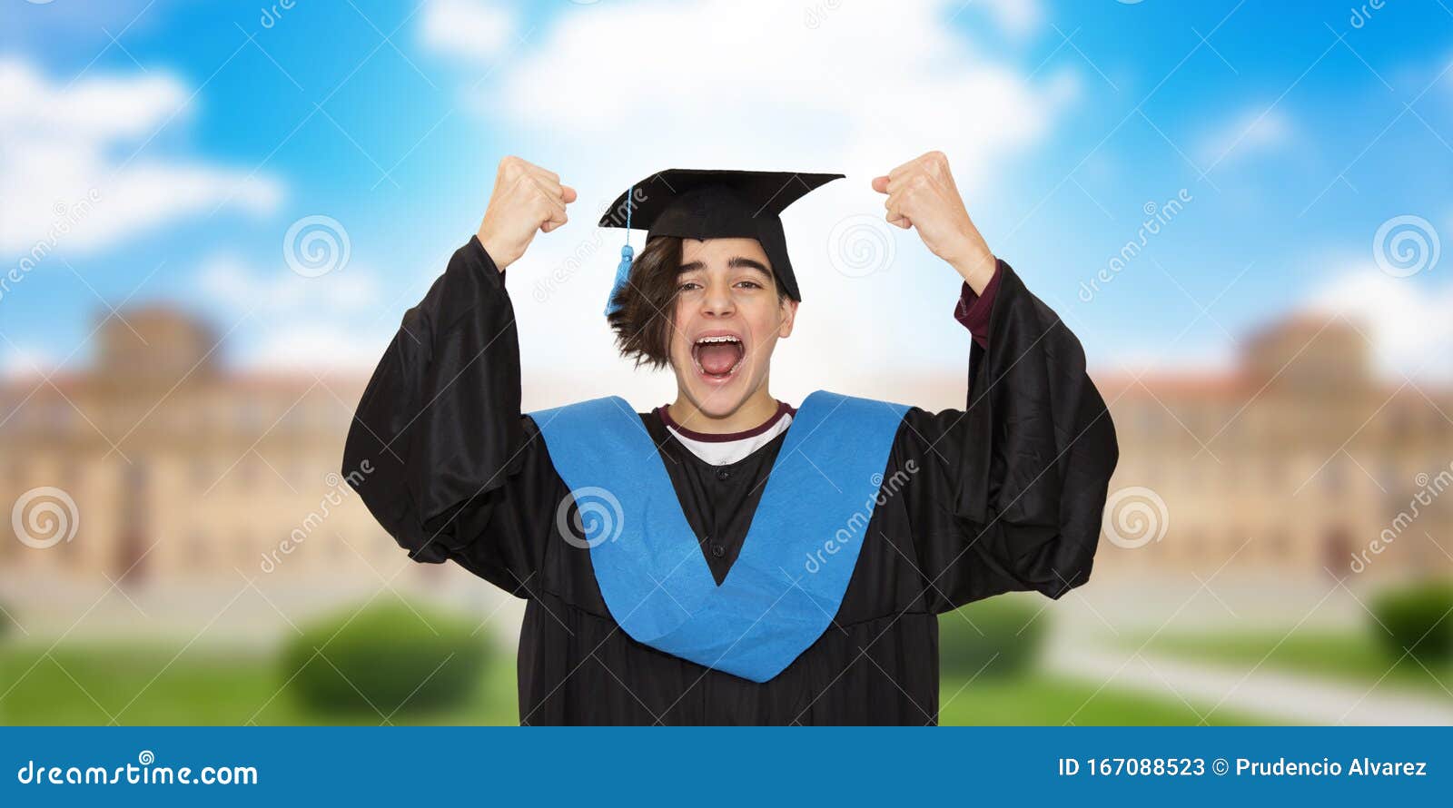 Graduation on campus stock image. Image of education - 167088523