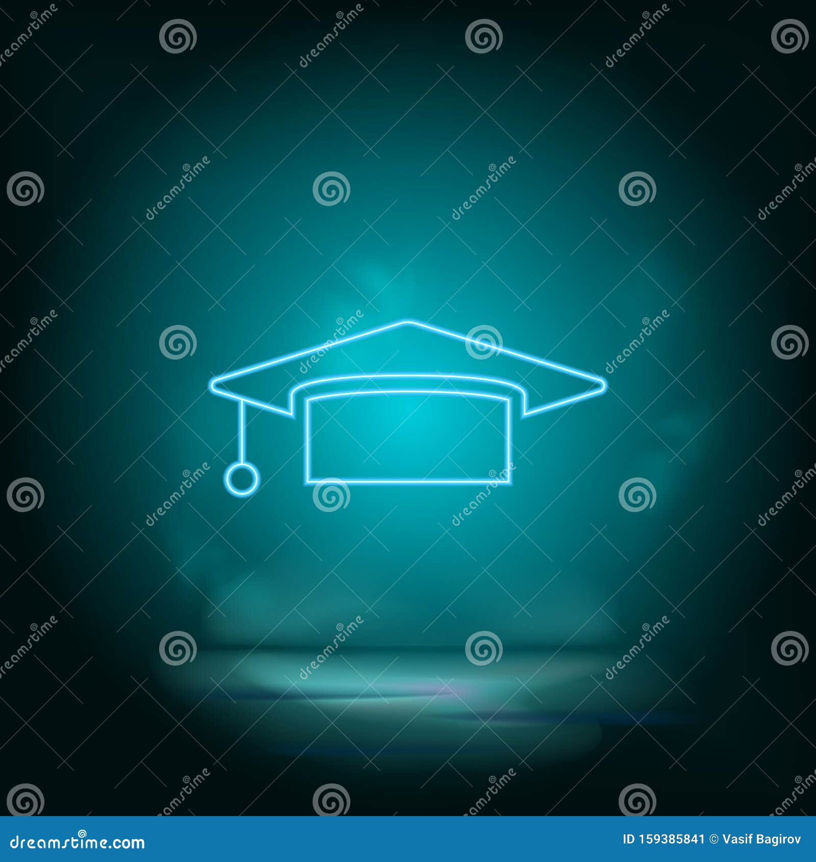 Graduation, Cap Blue Neon Vector Icon. Simple Element Illustration from ...