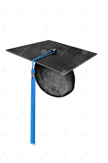 Graduation Cap with Blue Tassel Stock Photo - Image of achievement ...