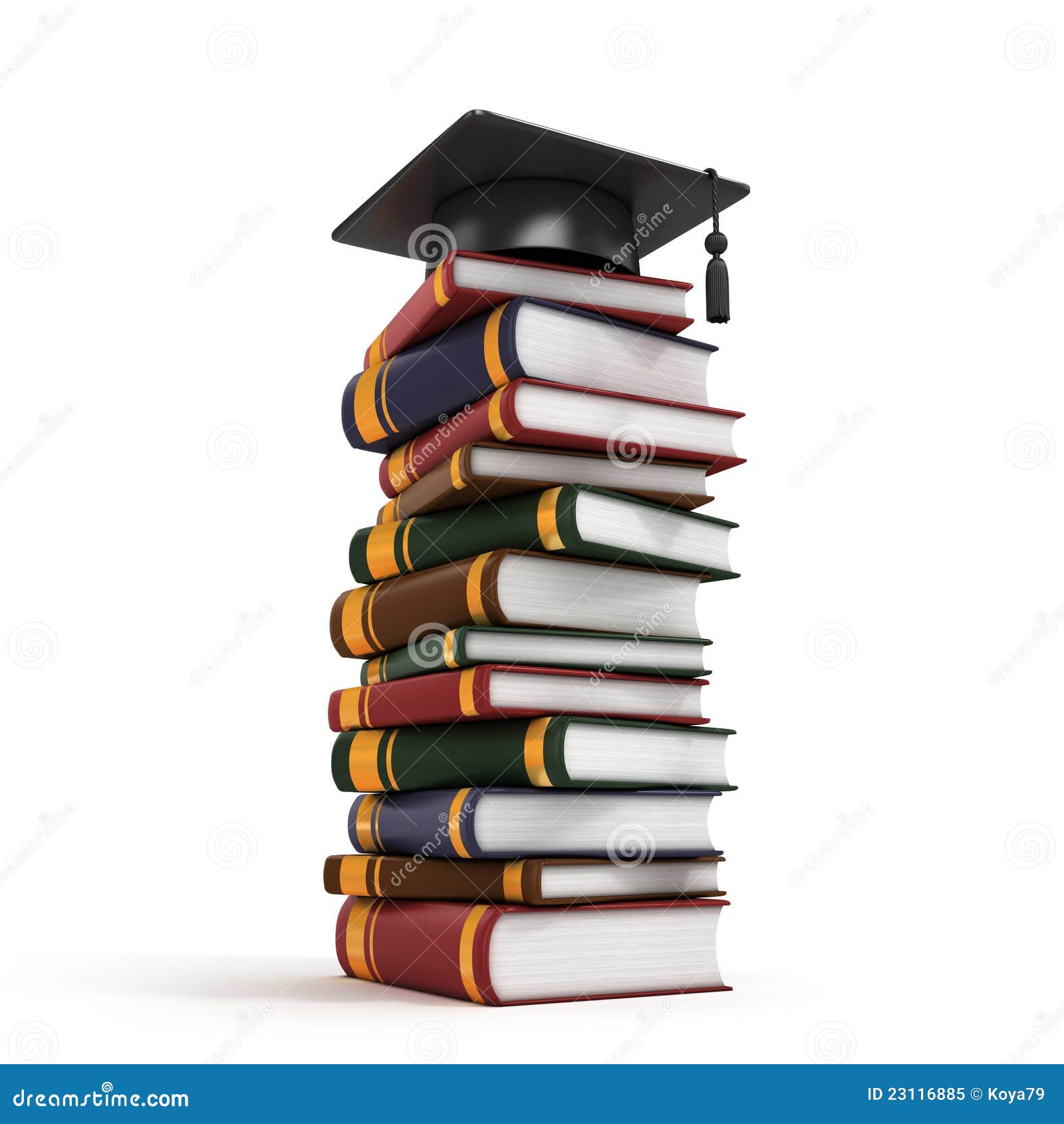 Graduation Cap on Book Stack 3d Stock Illustration - Illustration of ...