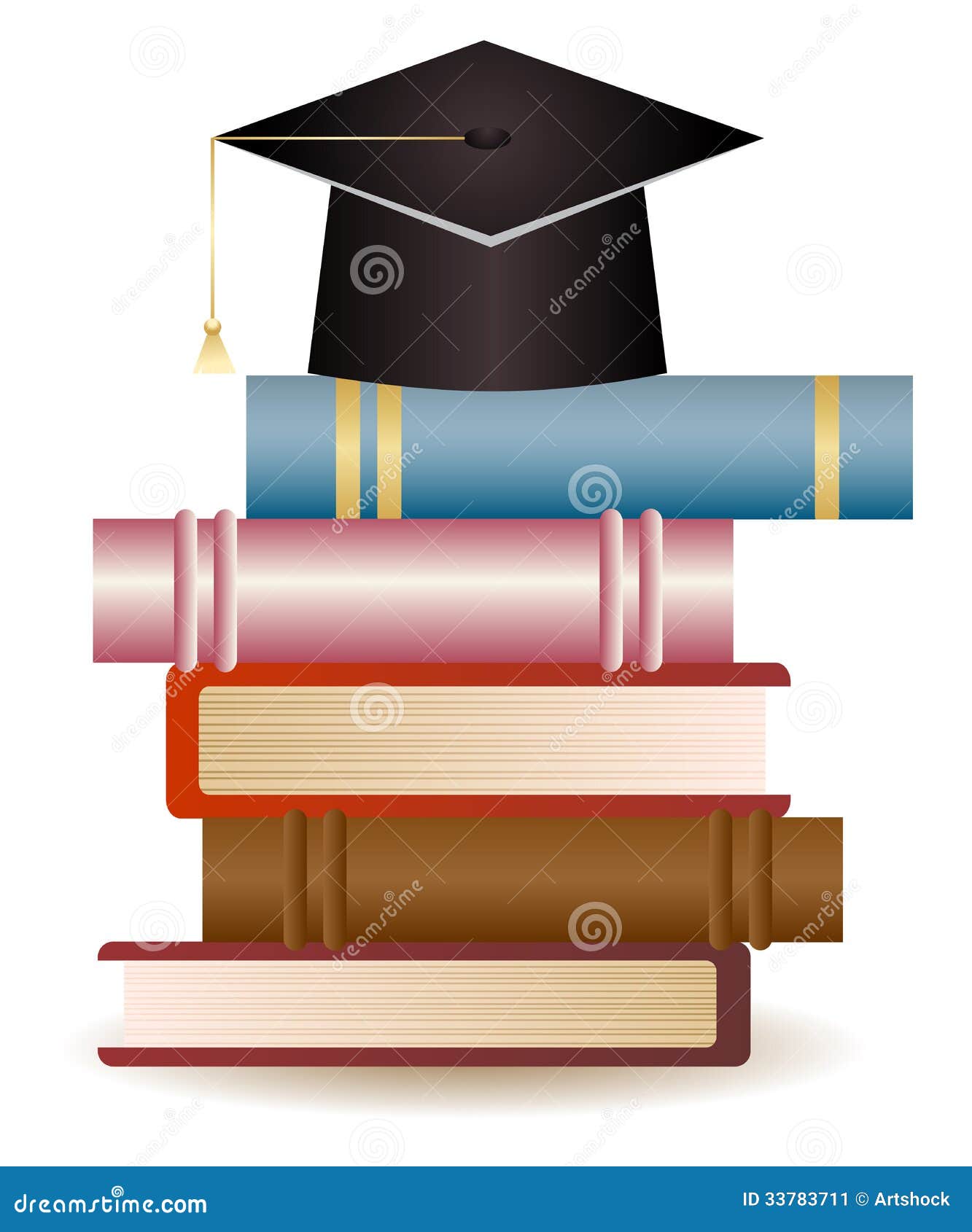 Graduation Cap on Book Stack Stock Vector - Illustration of study ...