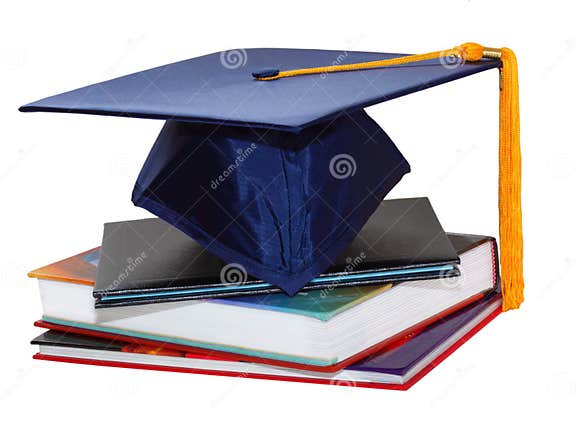 Graduation Cap and Books stock photo. Image of dark, achievement - 12864126