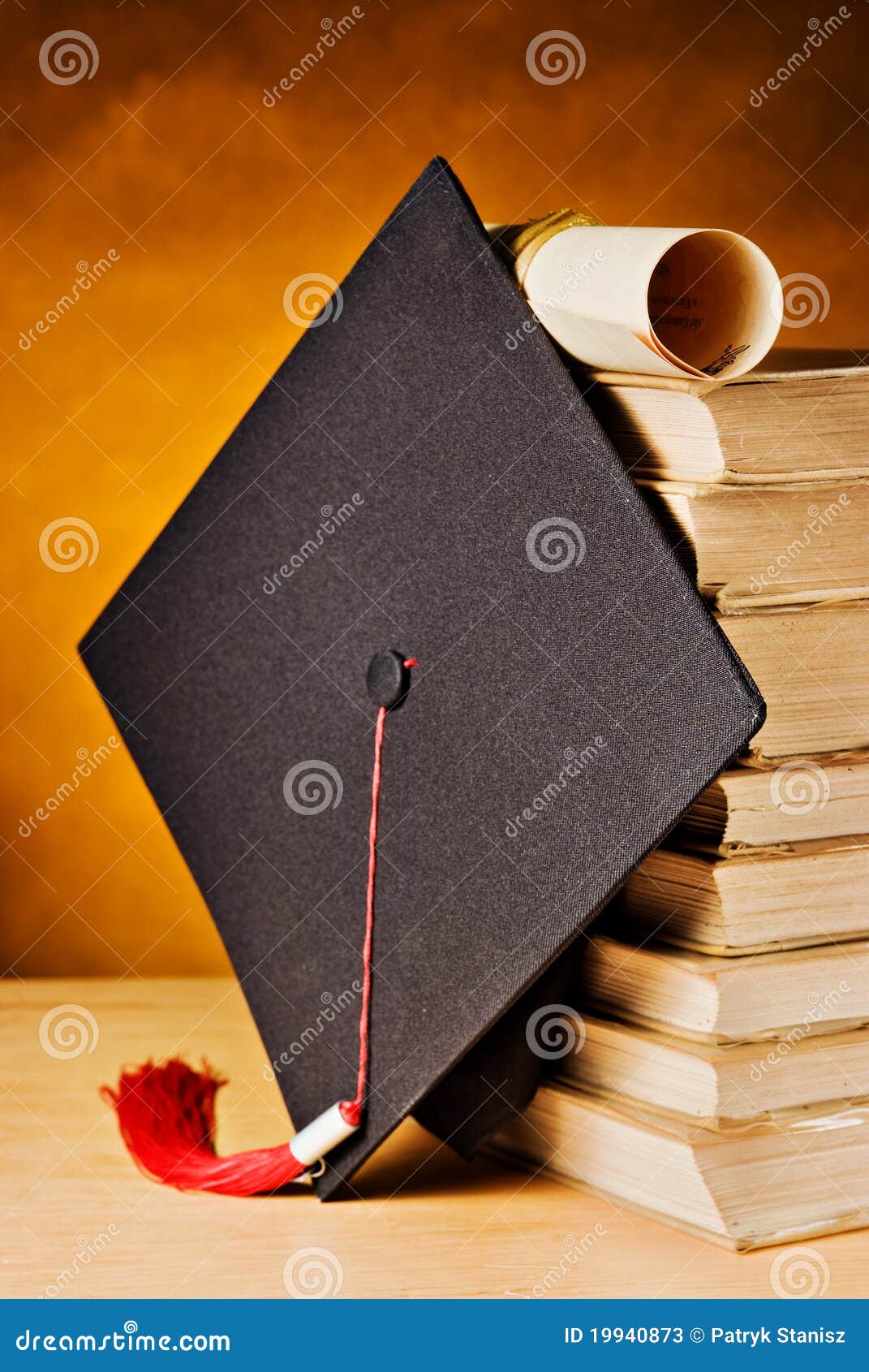 Graduation cap and books stock image. Image of color - 19940873
