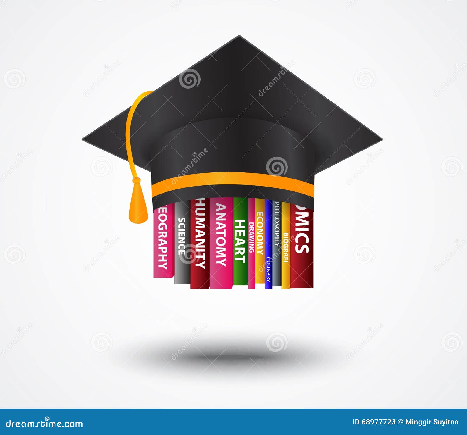 Graduation Cap with Books Concept Stock Vector - Illustration of ...