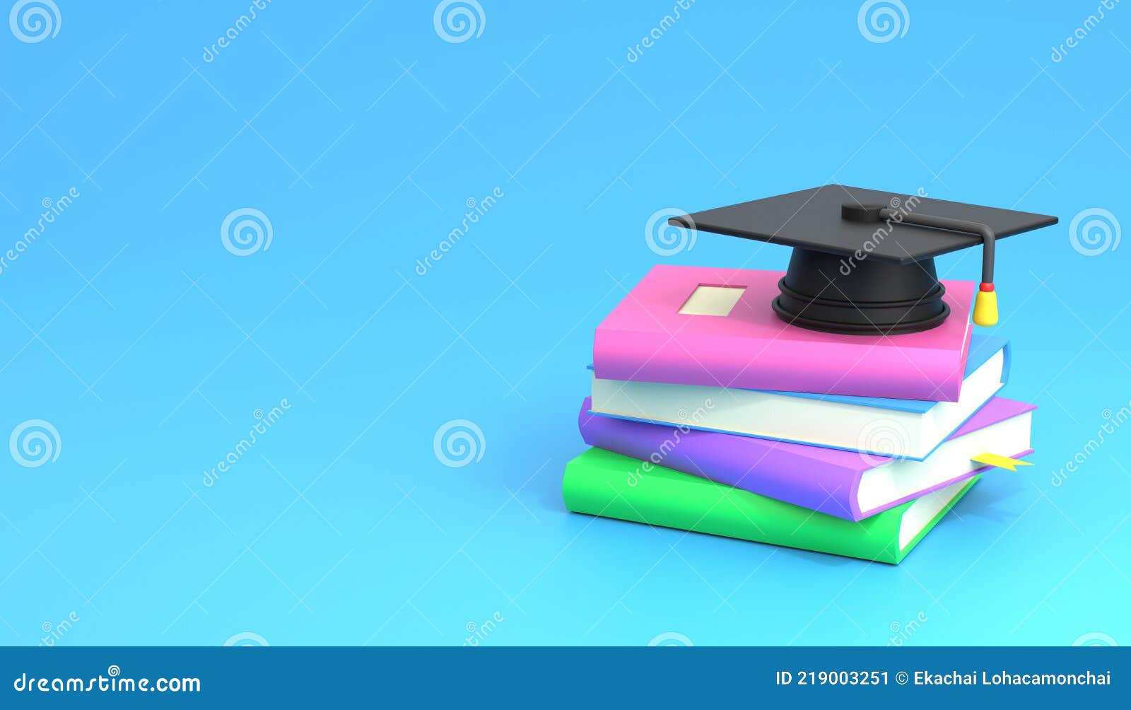 3D Rendering Of Graduation Cap And Bar Graph Shows A Decrease In Education Isolated White ...