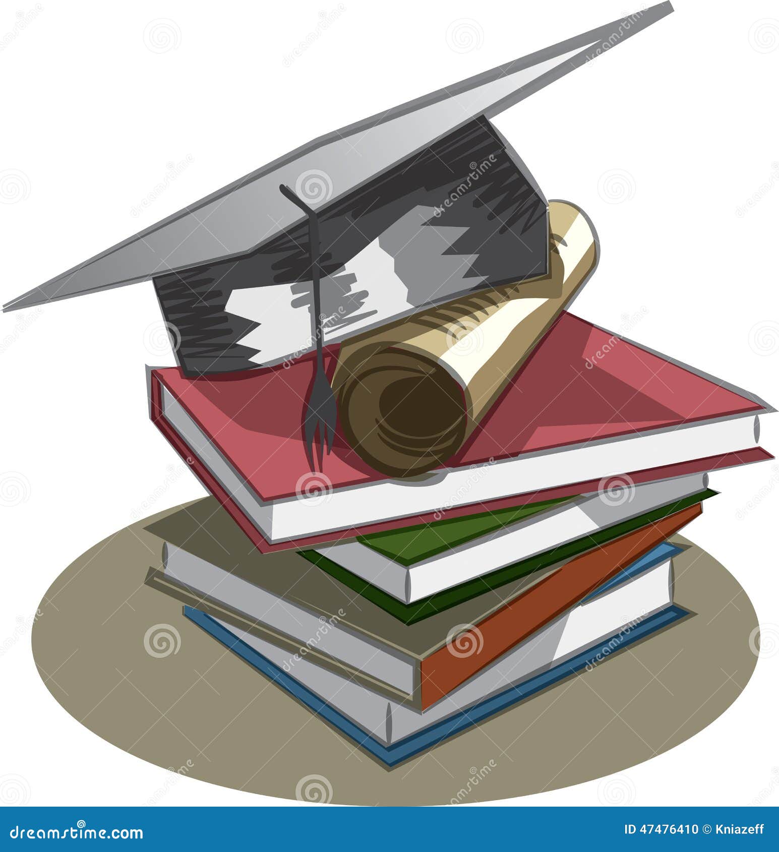 Graduation Cap, Books and Diploma Stock Vector - Illustration of book ...