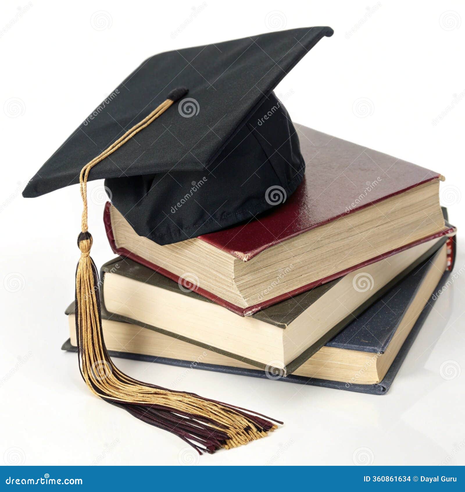Graduation Cap and Books Isolated on Transparent Background Stock ...
