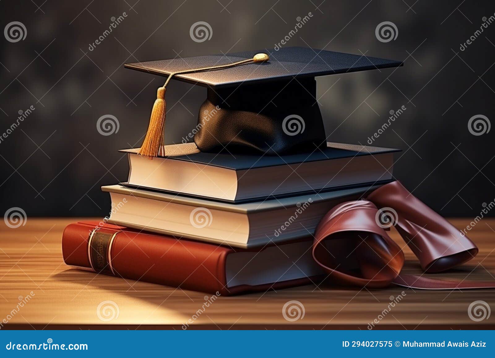 Graduation Cap and Books on Wooden Table. Education Concept Stock ...