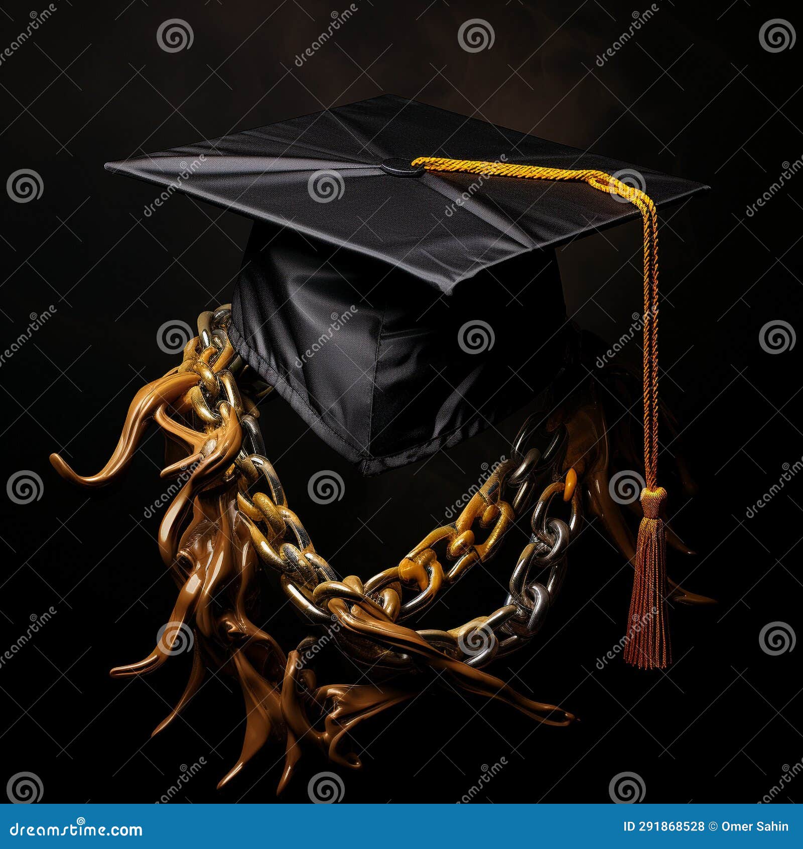 Graduation Cap Breaking through Chains, Symbolizing the Release of ...
