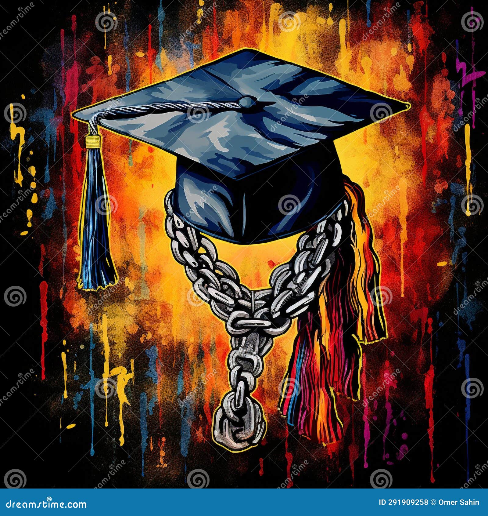 Graduation Cap Breaking through Chains, Symbolizing the Release of ...