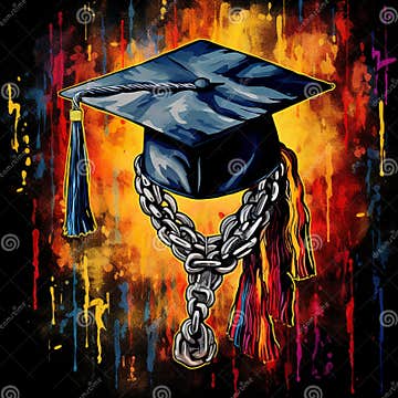 Graduation Cap Breaking through Chains, Symbolizing the Release of ...