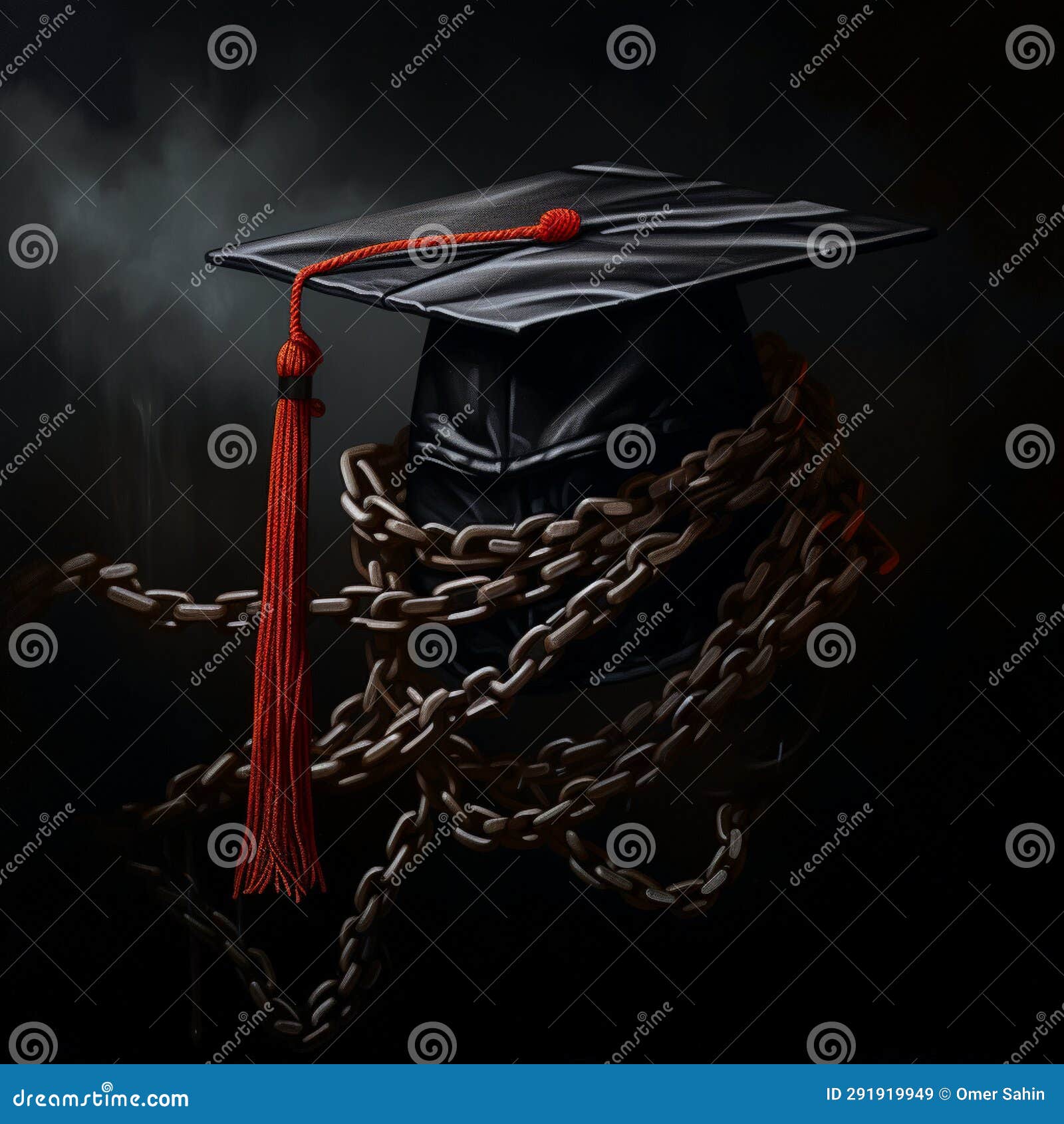 Graduation Cap Breaking through Chains, Symbolizing the Release of ...