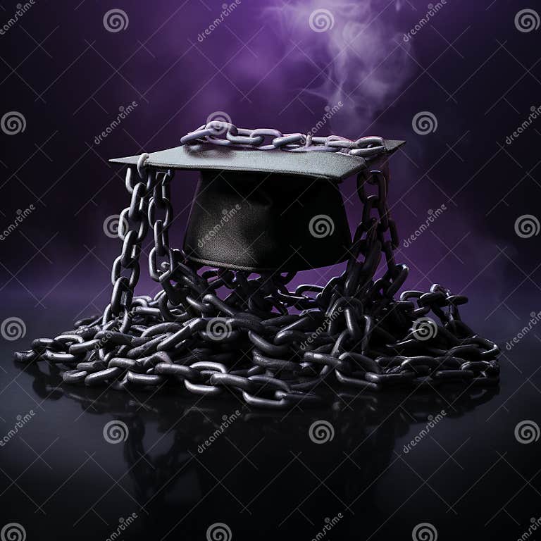 Graduation Cap Breaking through Chains, Symbolizing the Release of ...
