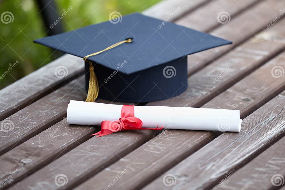 Graduation Cap and Certificate Stock Image - Image of object ...