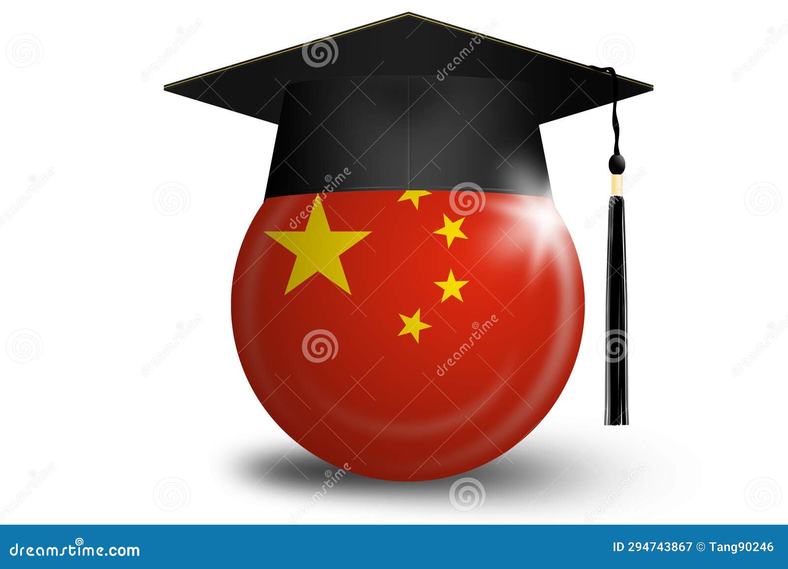 Graduation Cap and China Flag Stock Illustration - Illustration of ...