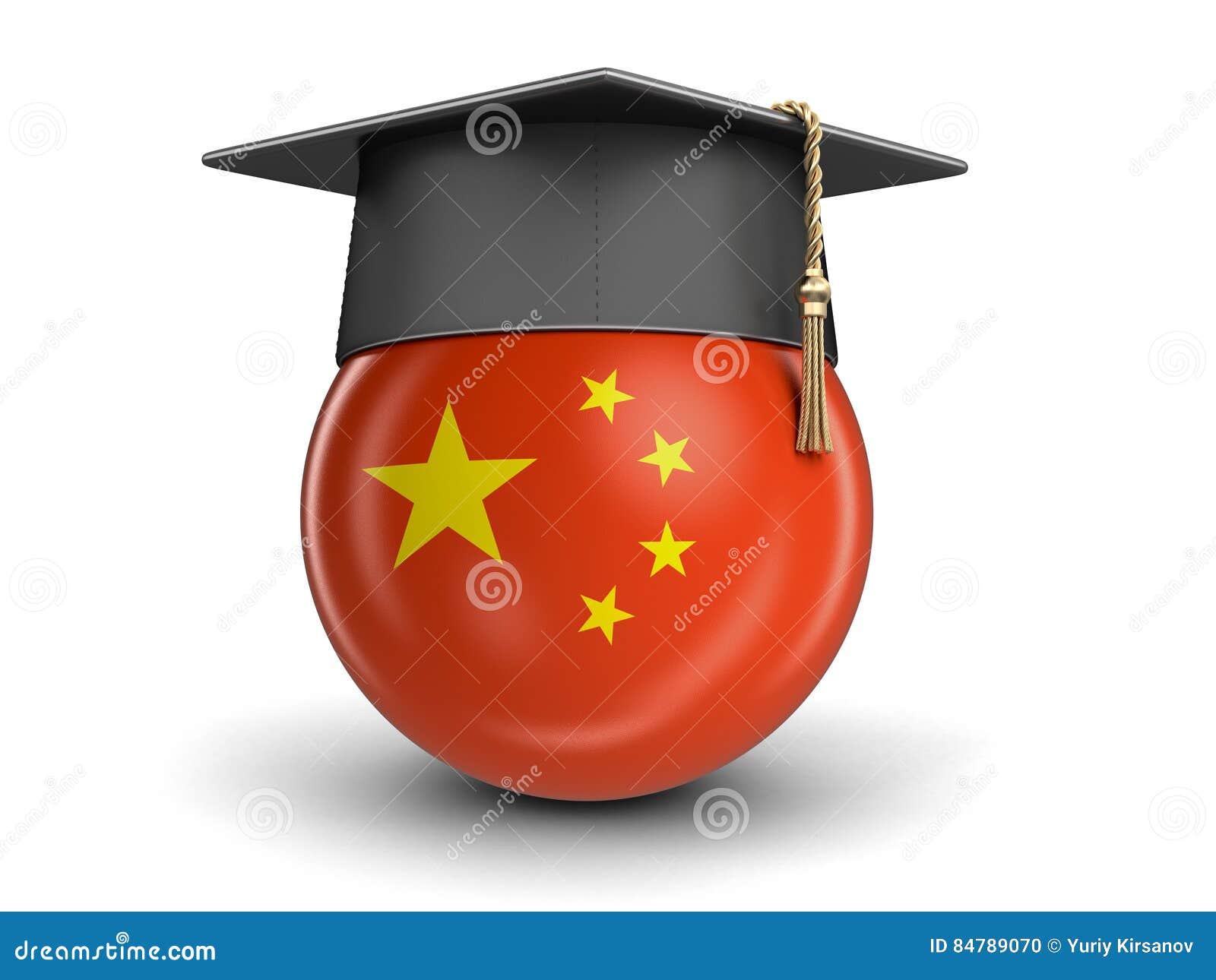 Graduation Cap and Chinese Flag Stock Illustration - Illustration of ...