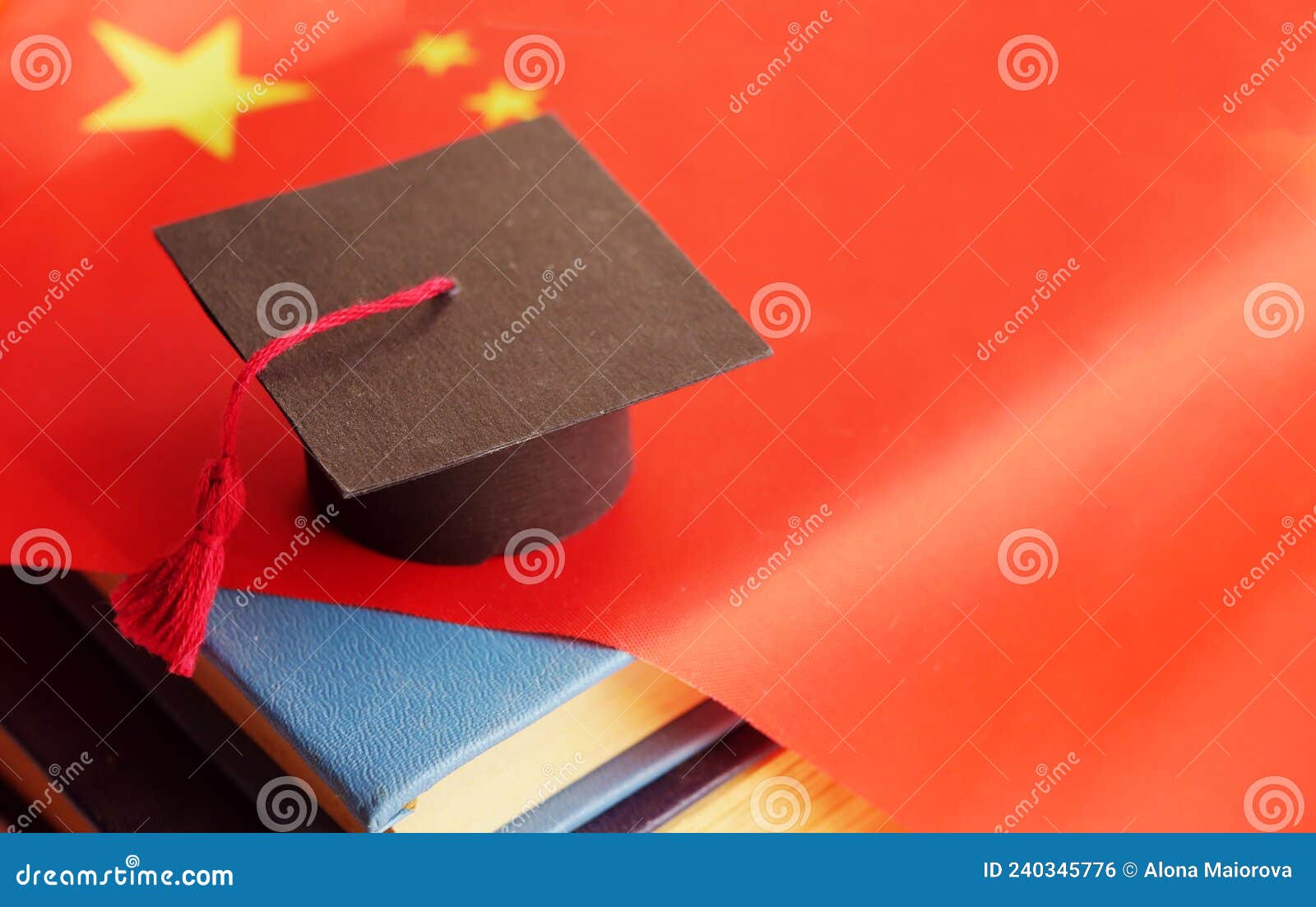 Graduation Cap on Chinese Flag. Stock Photo - Image of learn, lesson ...