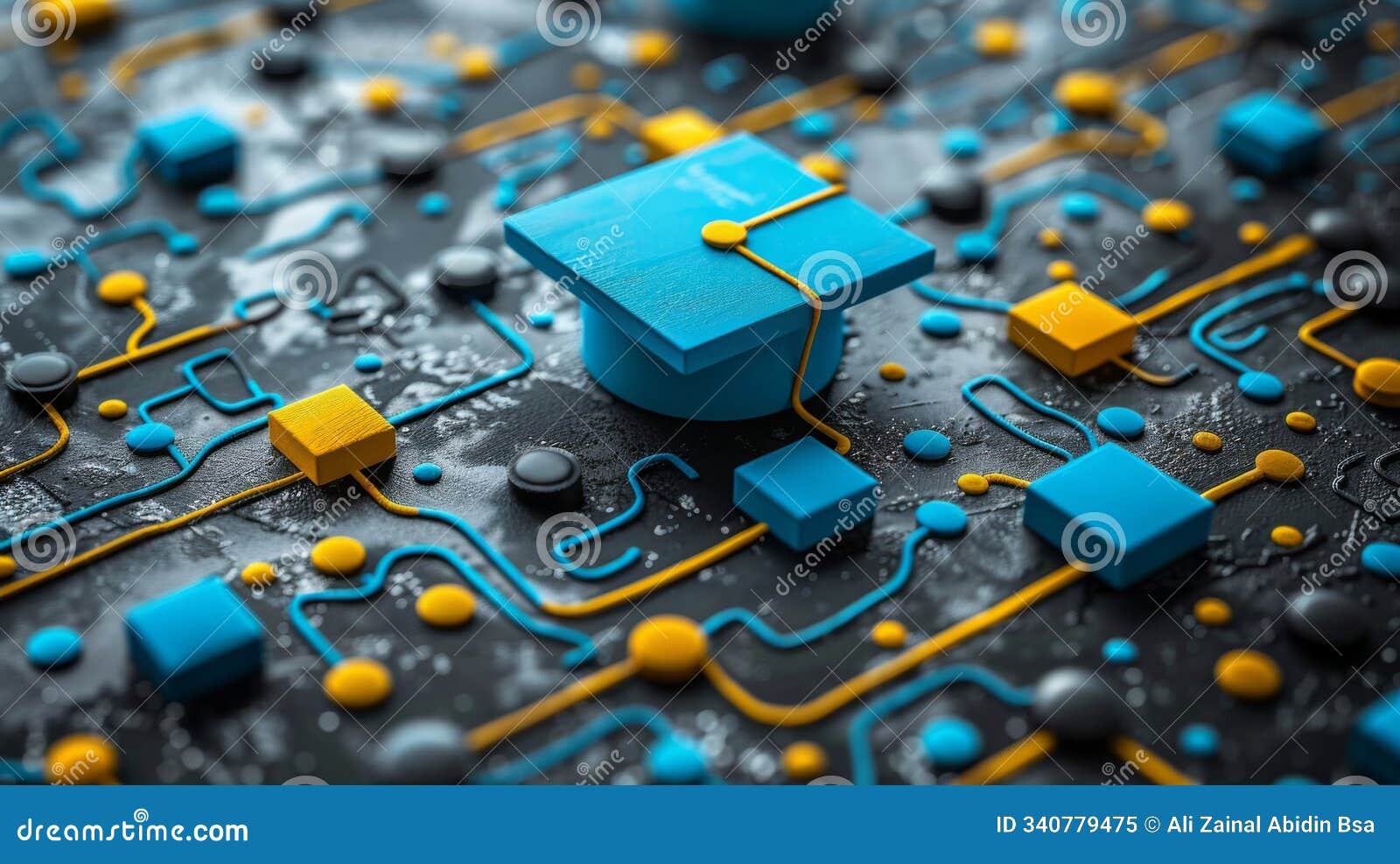 Graduation Cap on Circuit Board Stock Illustration - Illustration of ...