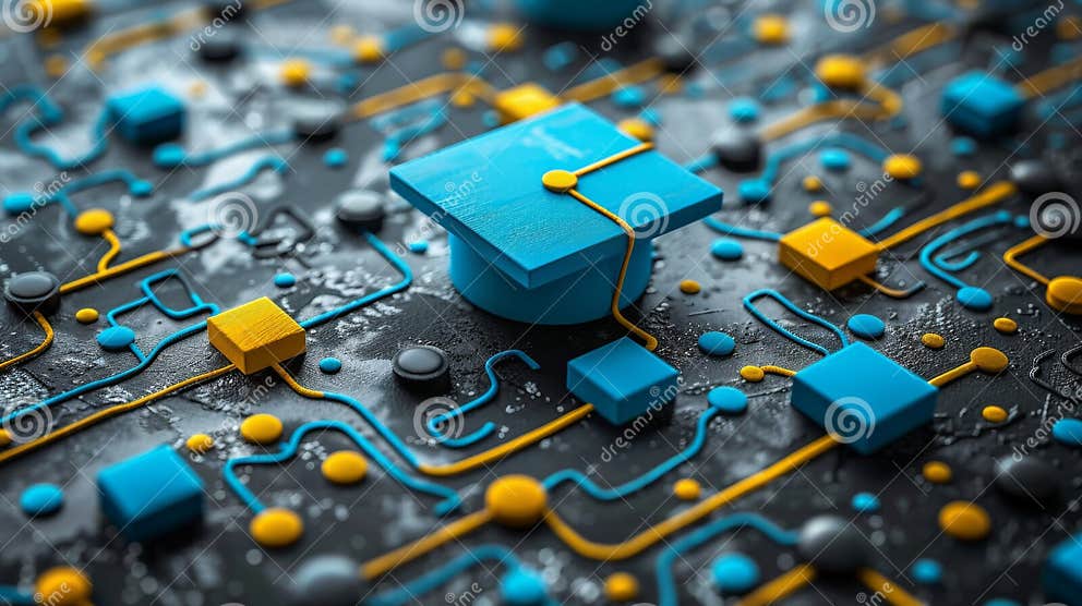 Graduation Cap on Circuit Board Stock Illustration - Illustration of ...
