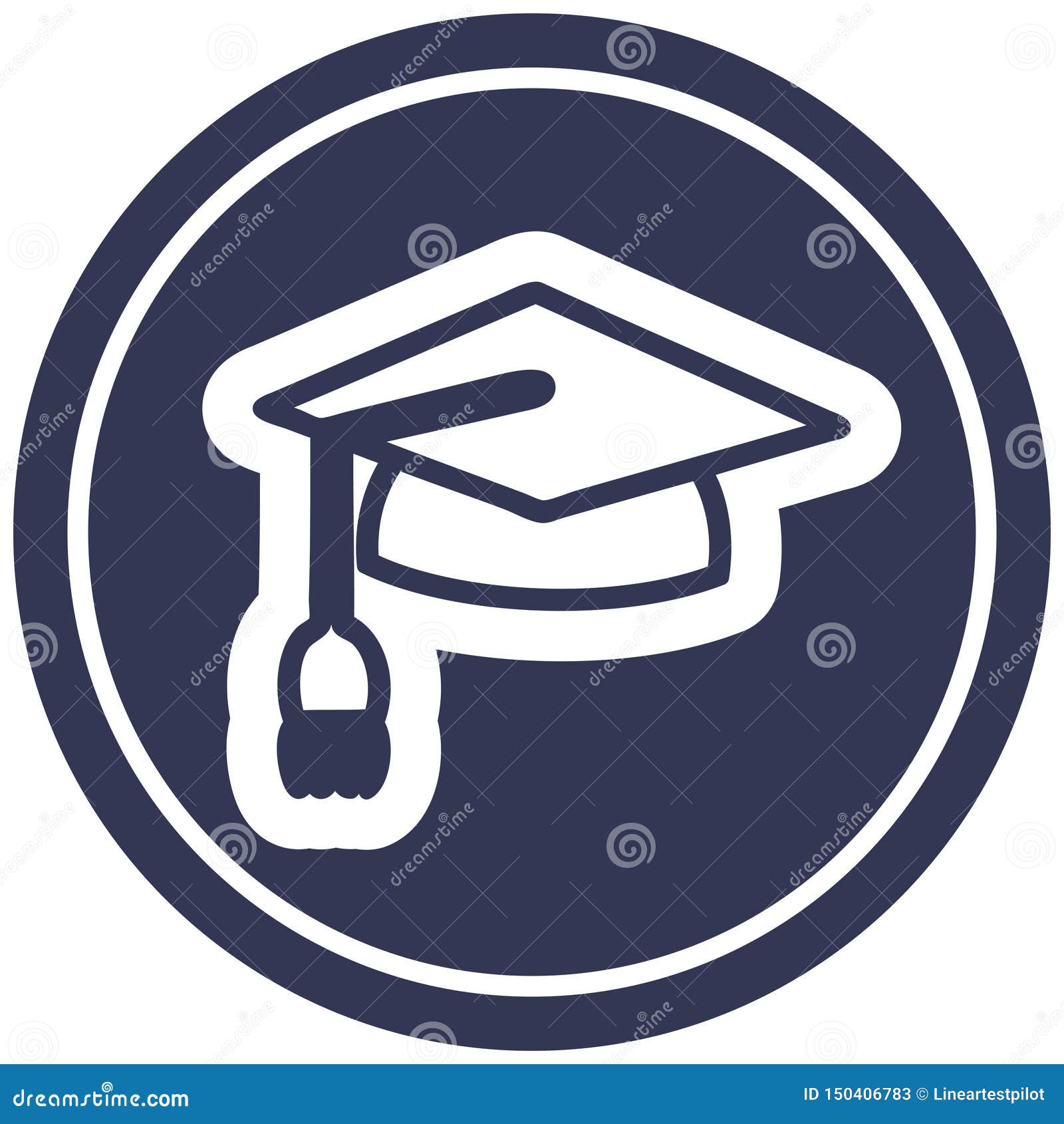 Graduation Cap Circular Icon Symbol Stock Vector - Illustration of line ...