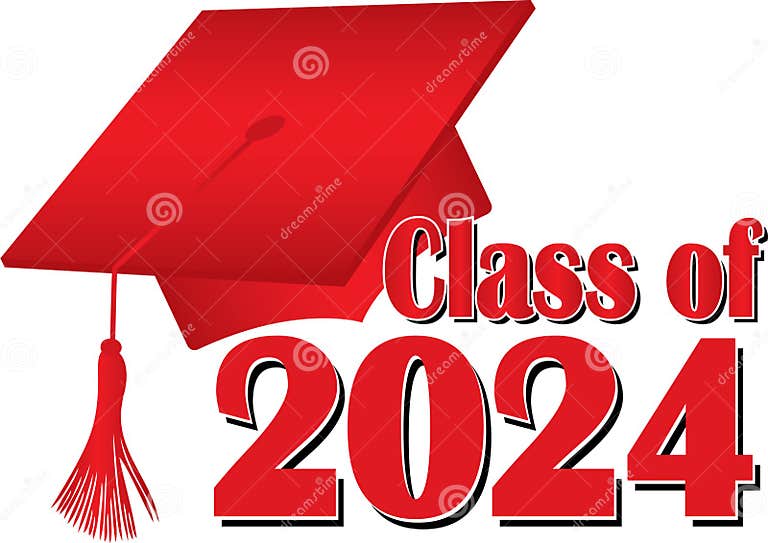 Graduation Cap Class of 2024 Red Stock Illustration - Illustration of ...