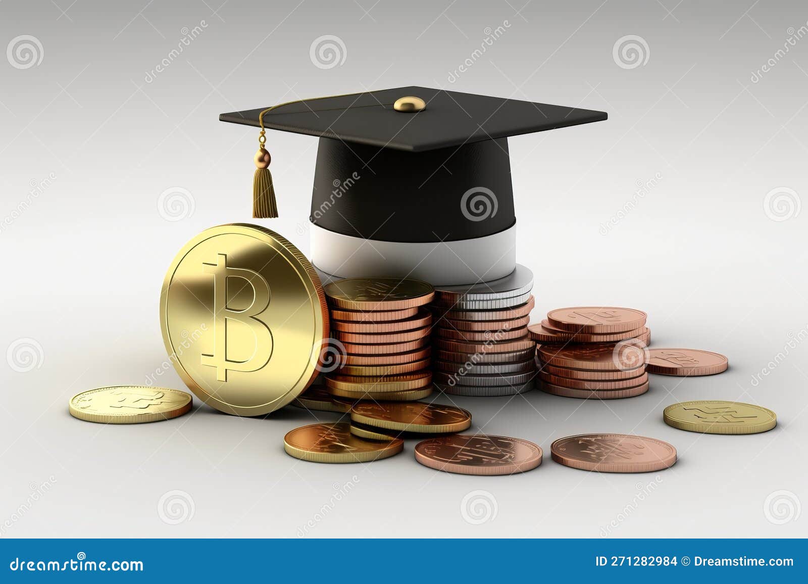 Graduation cap & coins stock illustration. Illustration of learning ...