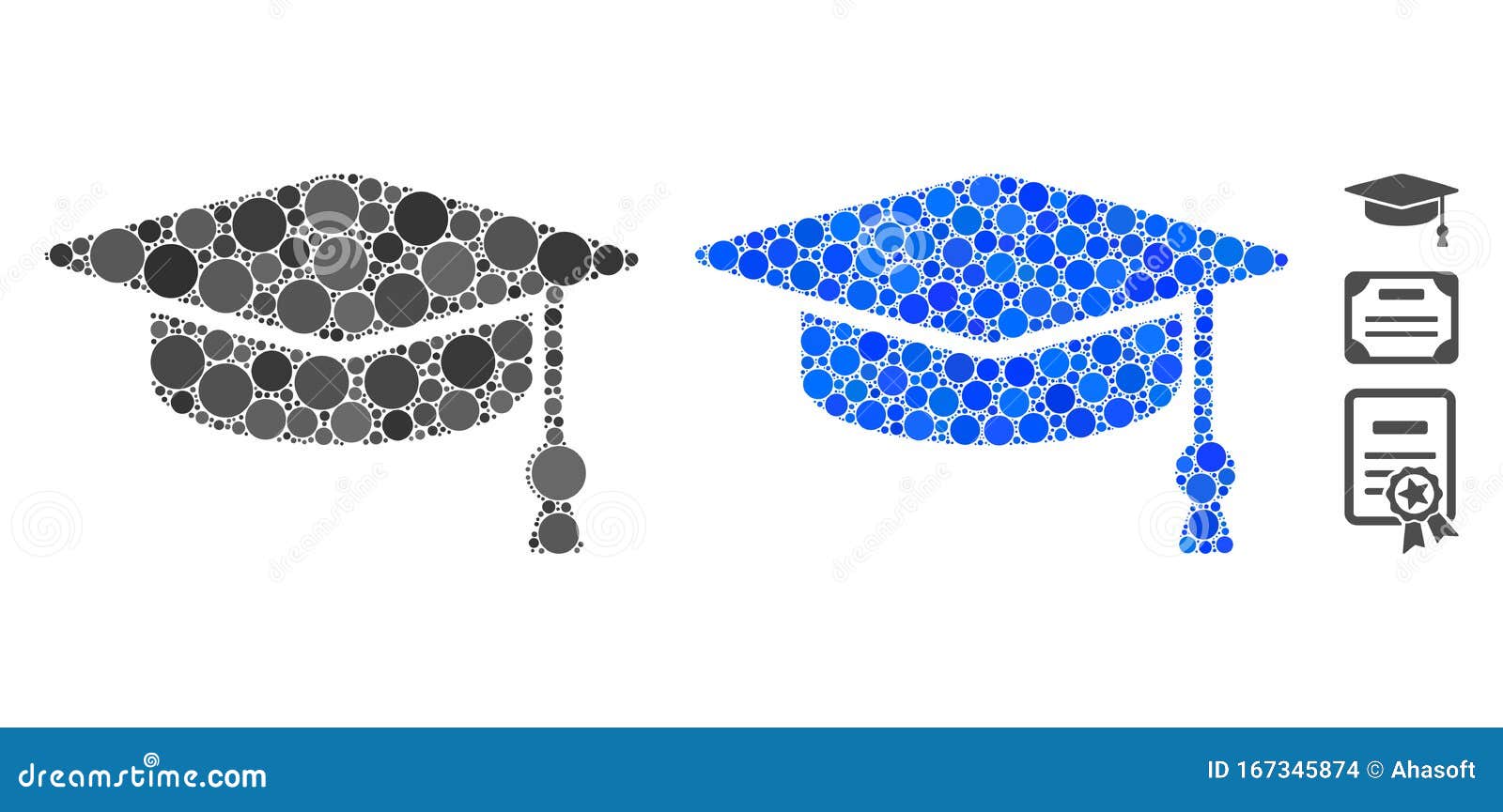 Graduation Cap Composition Icon of Circle Dots Stock Vector ...