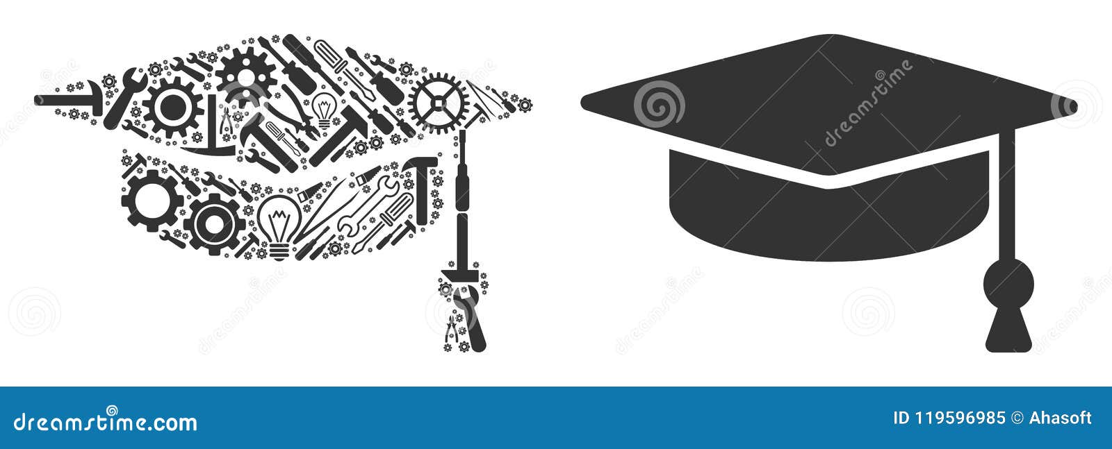 Graduation Cap Composition of Service Tools Stock Vector - Illustration ...