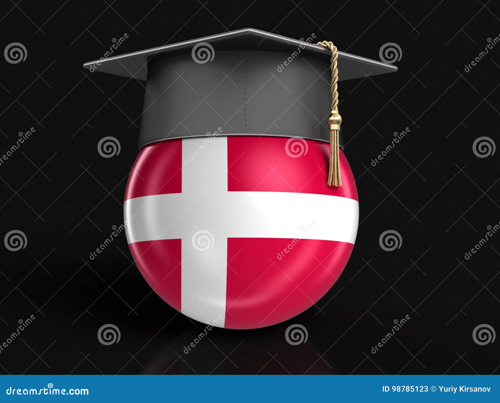 Graduation Cap and Danish Flag Stock Illustration - Illustration of ...