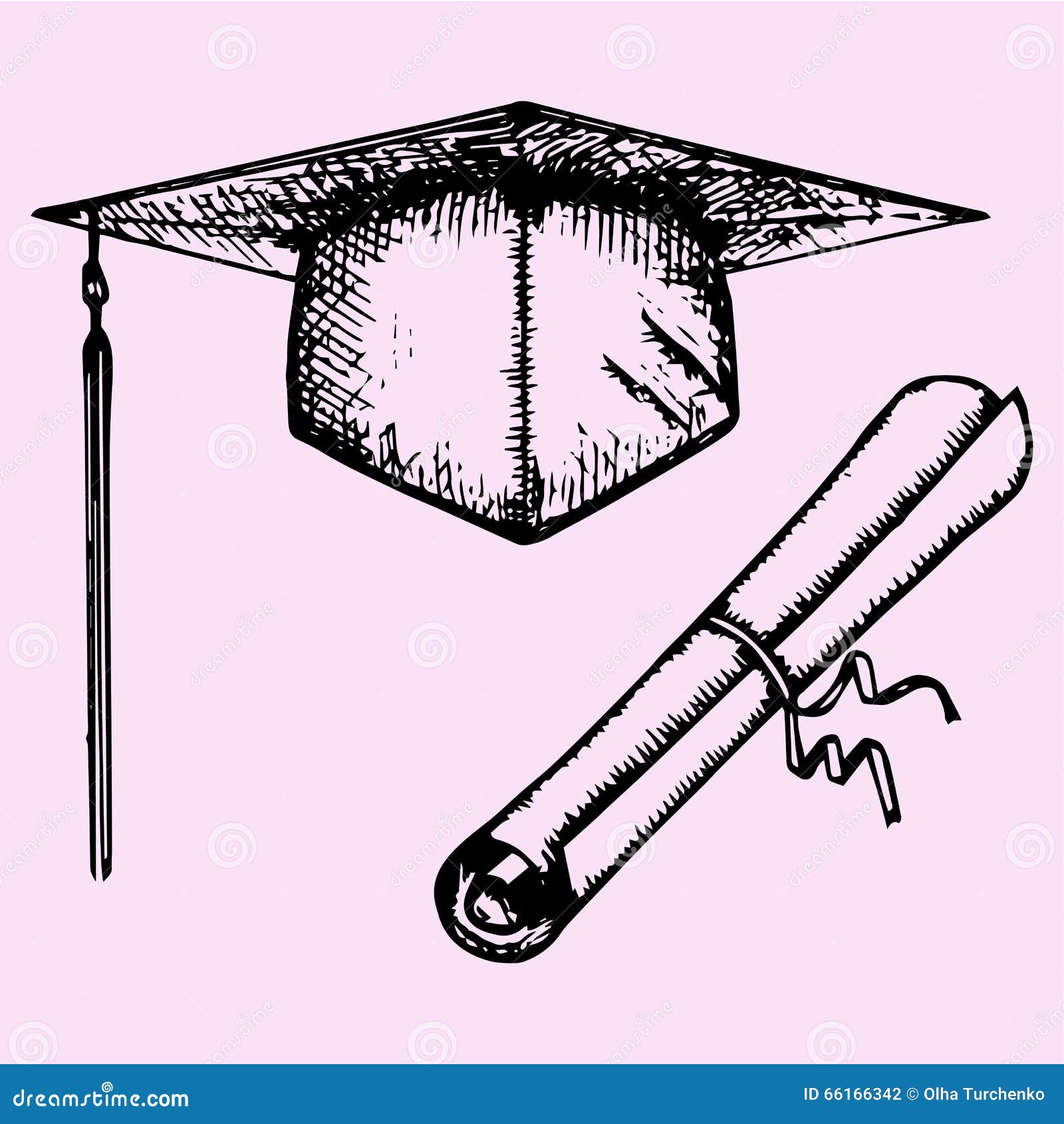 Graduation Cap with Degree and Diploma Stock Vector - Illustration of ...